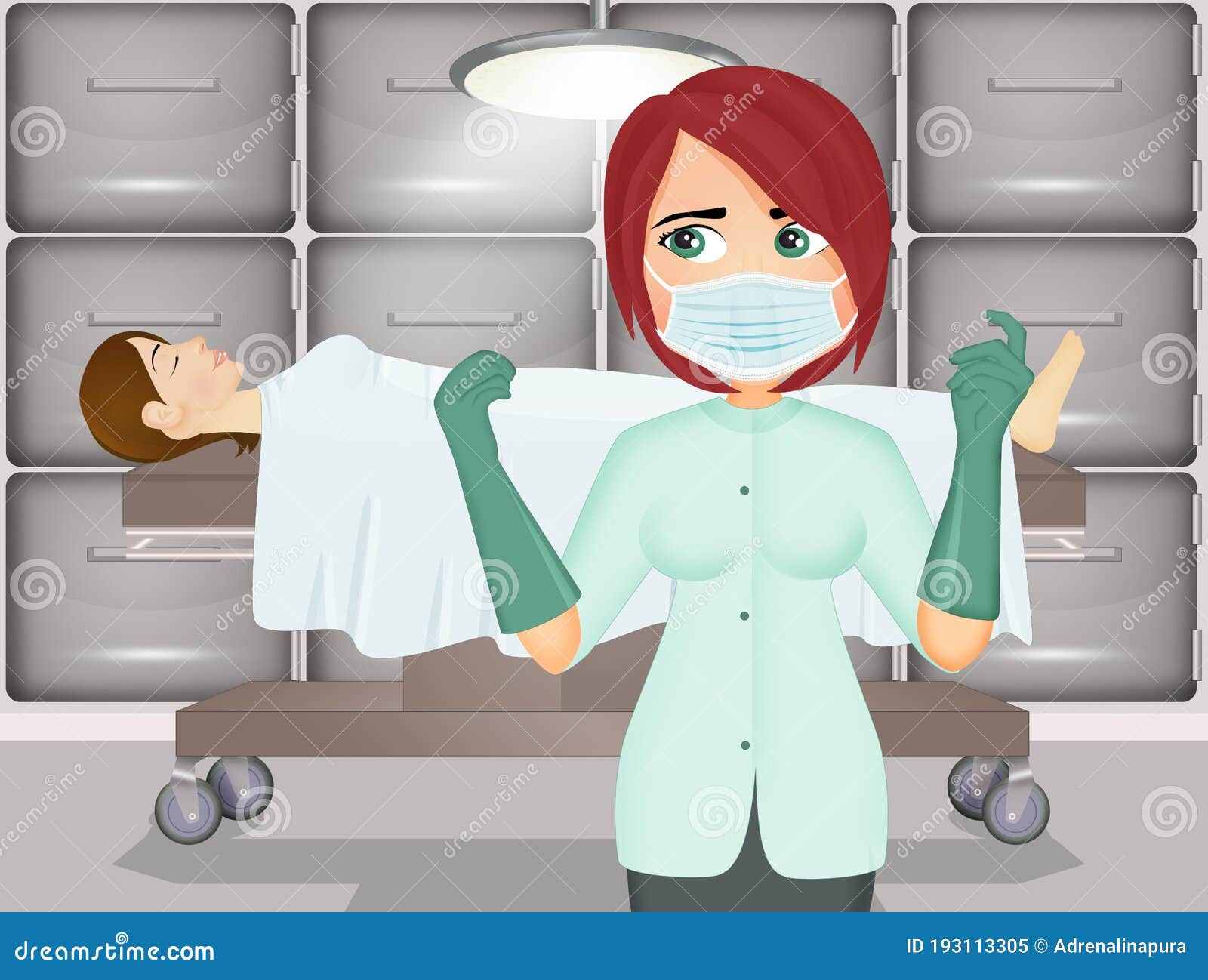 Coroner Performs Autopsy on the Body Stock Illustration - Illustration ...