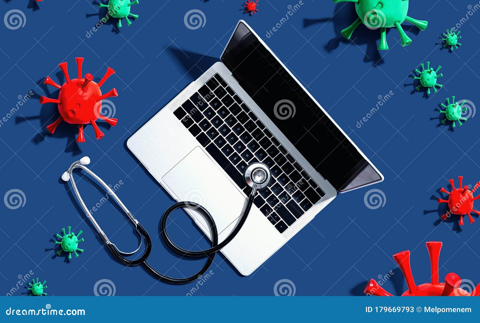 Coronvirus Telehealth Theme with Stethoscope and Computer Stock Image ...