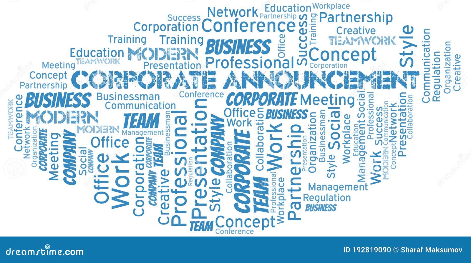 Corporate Announcement Vector Word Cloud Made With Text Only Stock