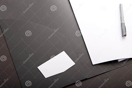 Corporate Binder with White Card and Pen Stock Photo - Image of ...