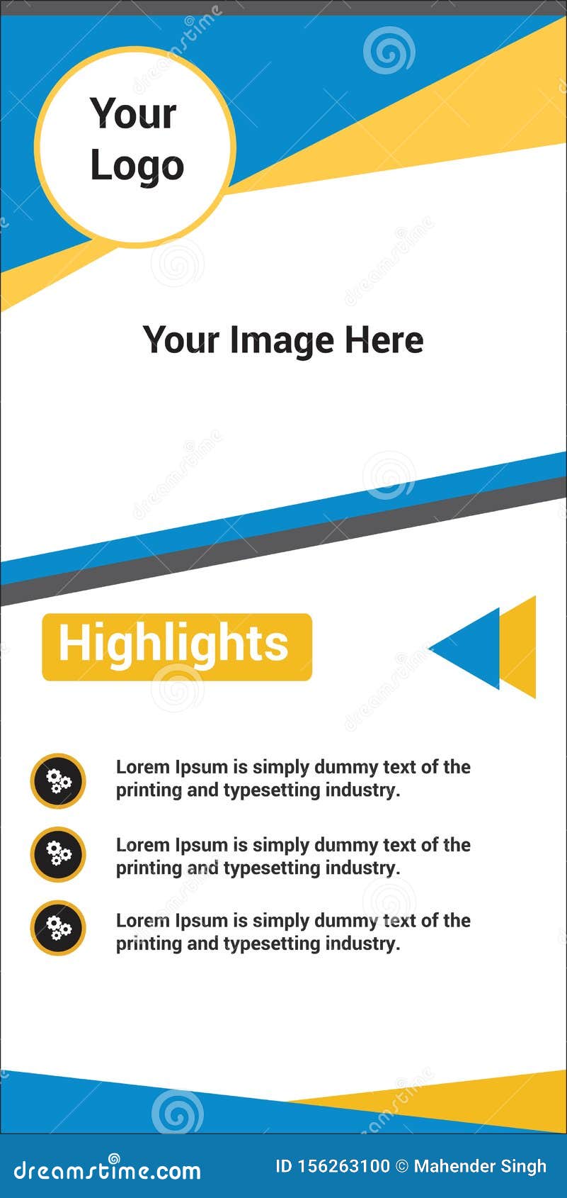 Corporate Blue and Yellow Roll-up Standee Banner Design. Stock Vector ...
