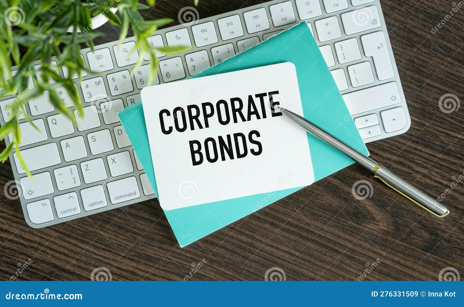 Corporate Bonds Text on Green Note Paper and White Desk. Stock Image ...