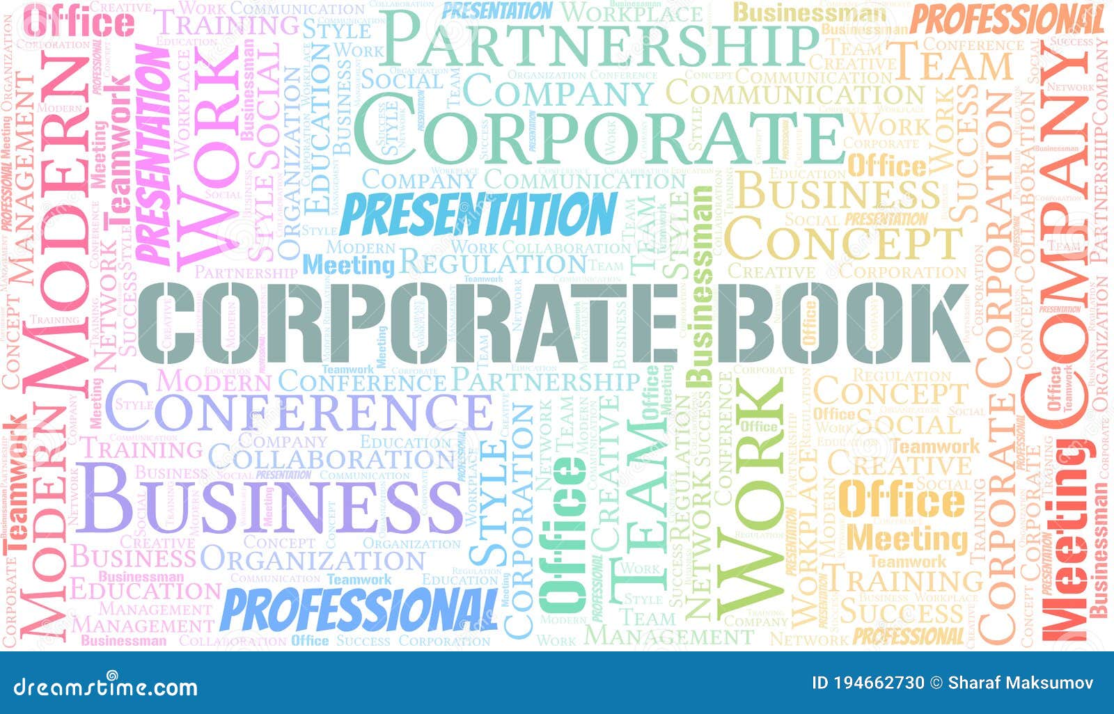 Corporate Book Vector Word Cloud, Made with Text only. Stock ...