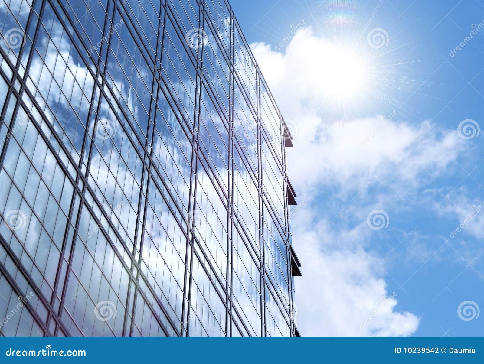 Corporate Building Glass Wall with Sun Reflection Stock Photo - Image ...