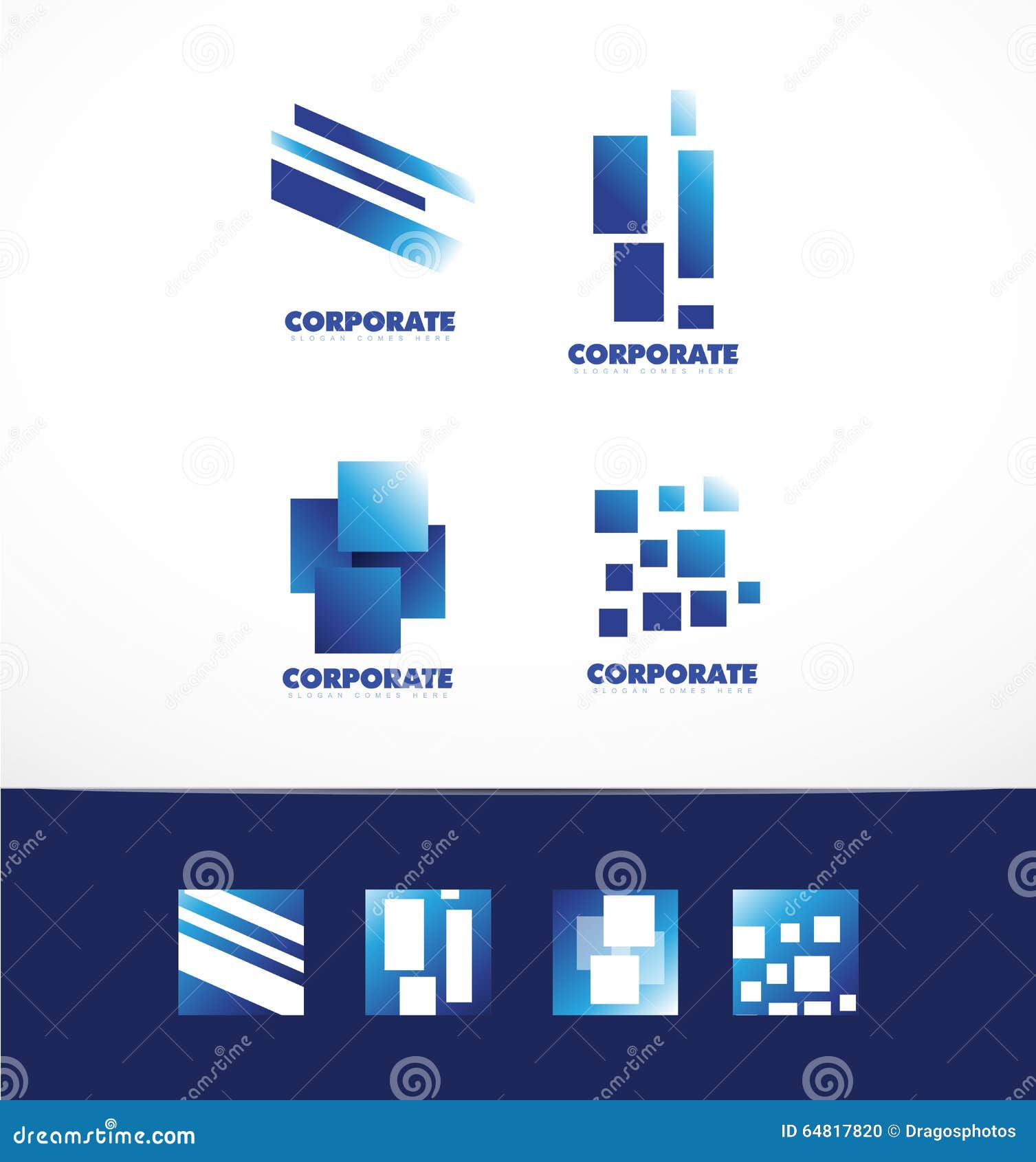 Corporate Business Abstract Square Logo Set Stock Vector - Illustration ...