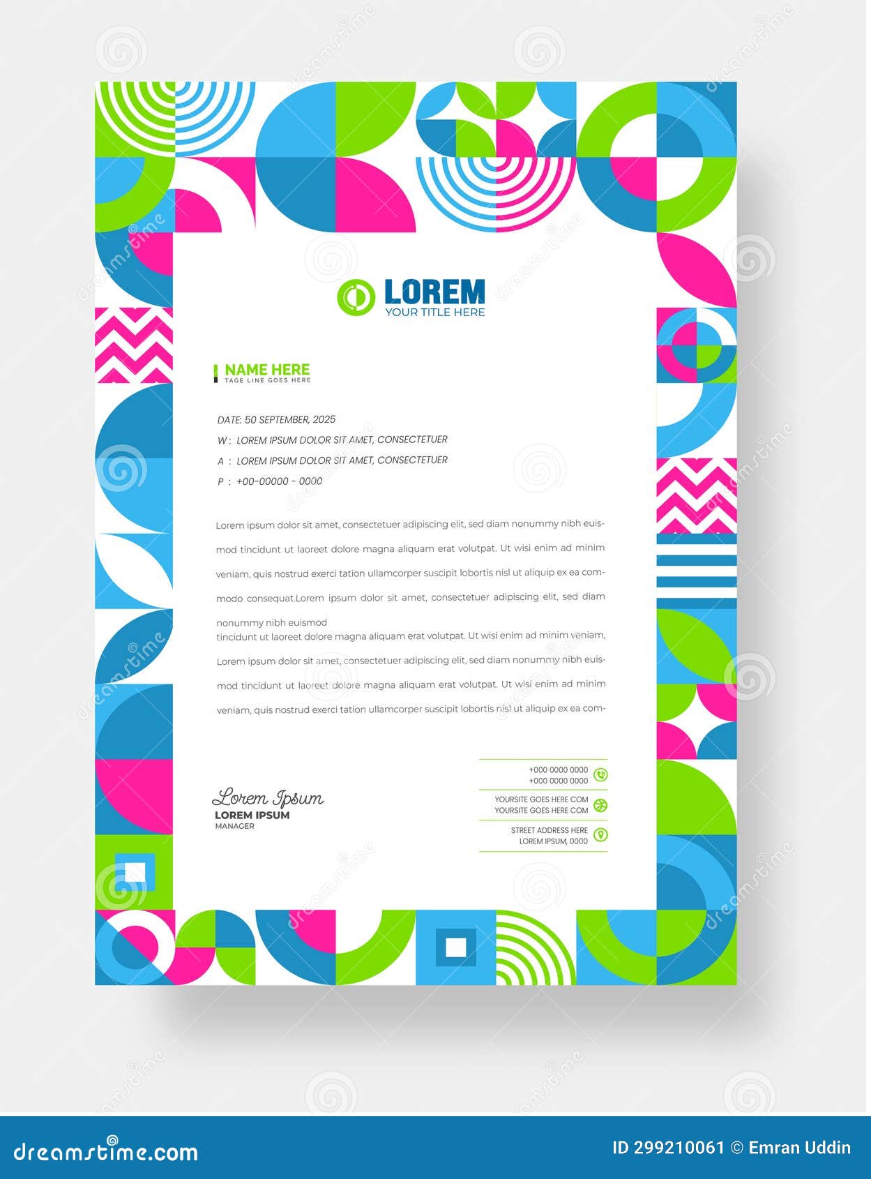 Corporate Business Abstract Style Geometric Shape Pattern Letterhead ...