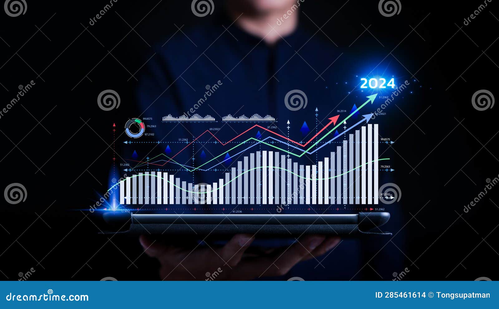 Corporate Business Figures and Future Growth Arrow Chart 2024 Year ...