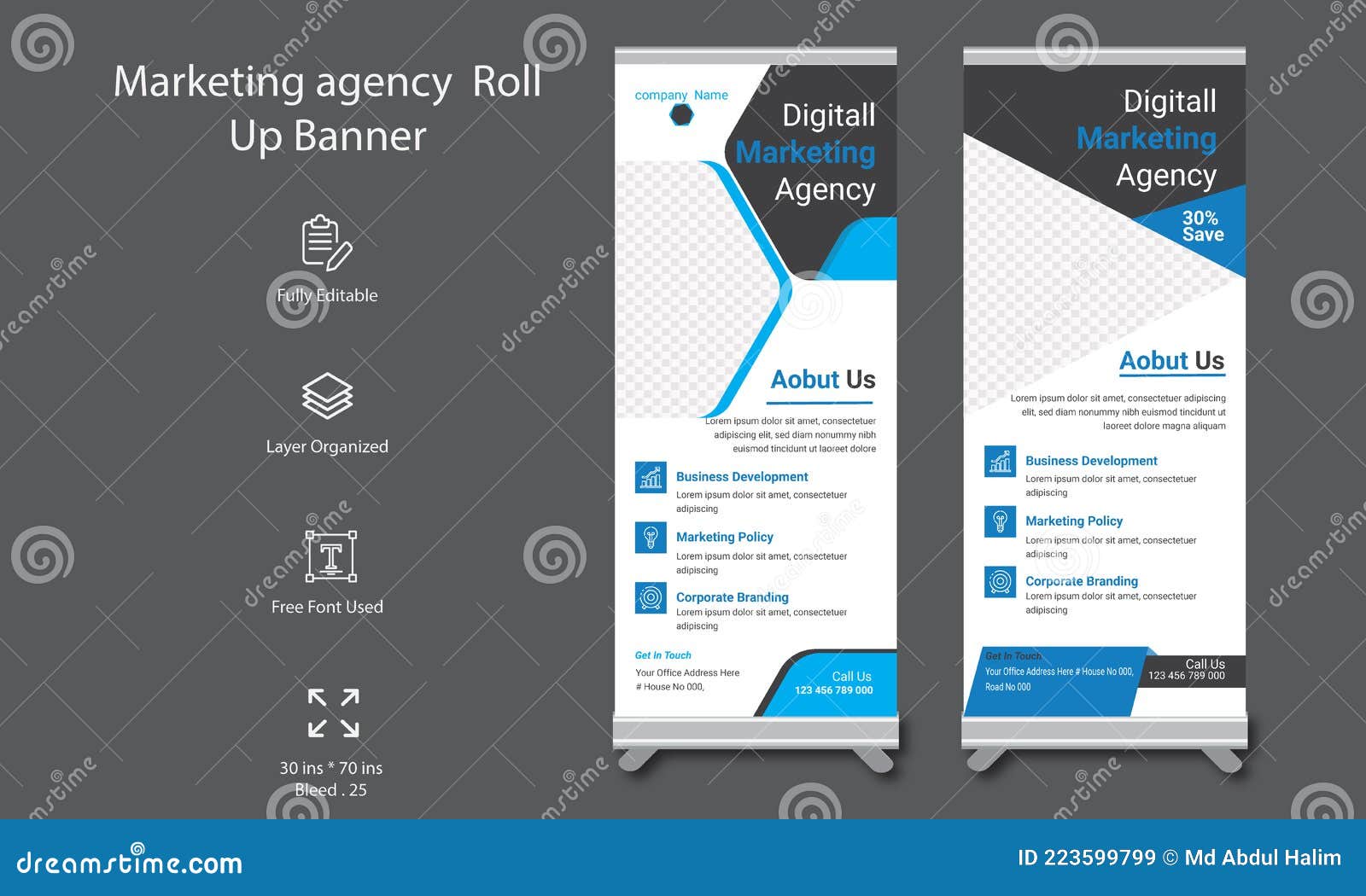 Corporate Business Stand Banner or Roll Up Template with Abstract ...