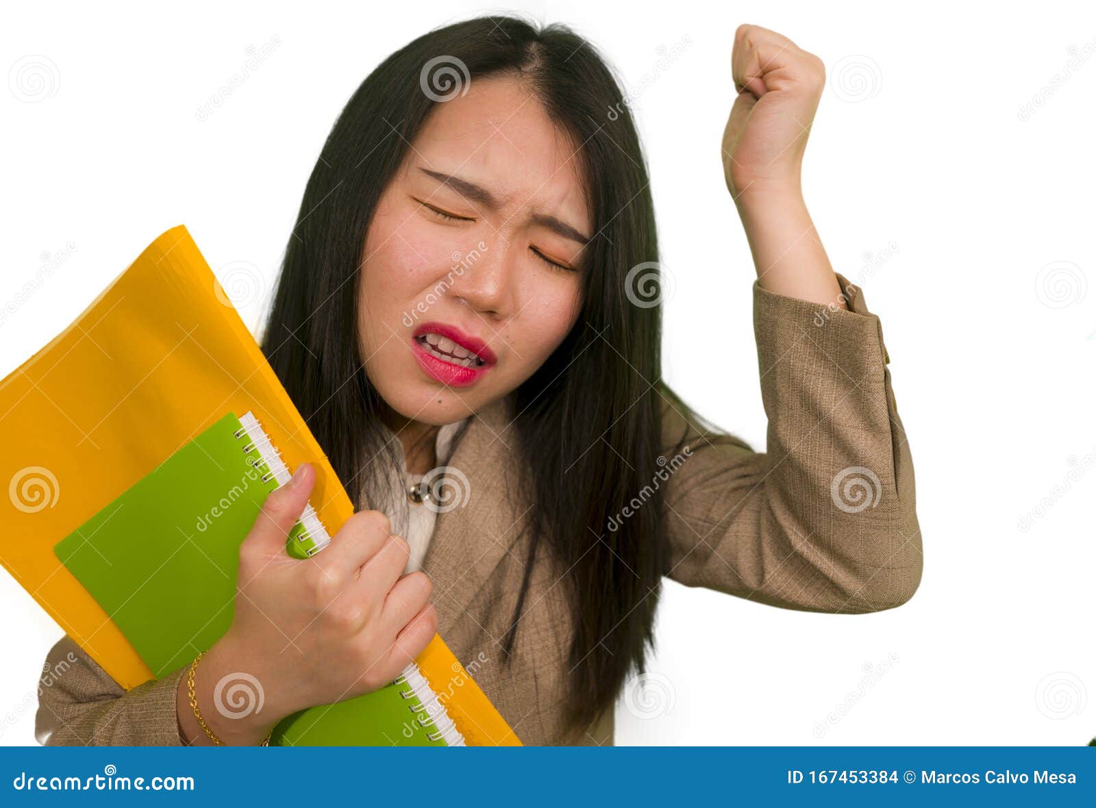 Corporate Business Stress Portrait Of Young Attractive Upset And