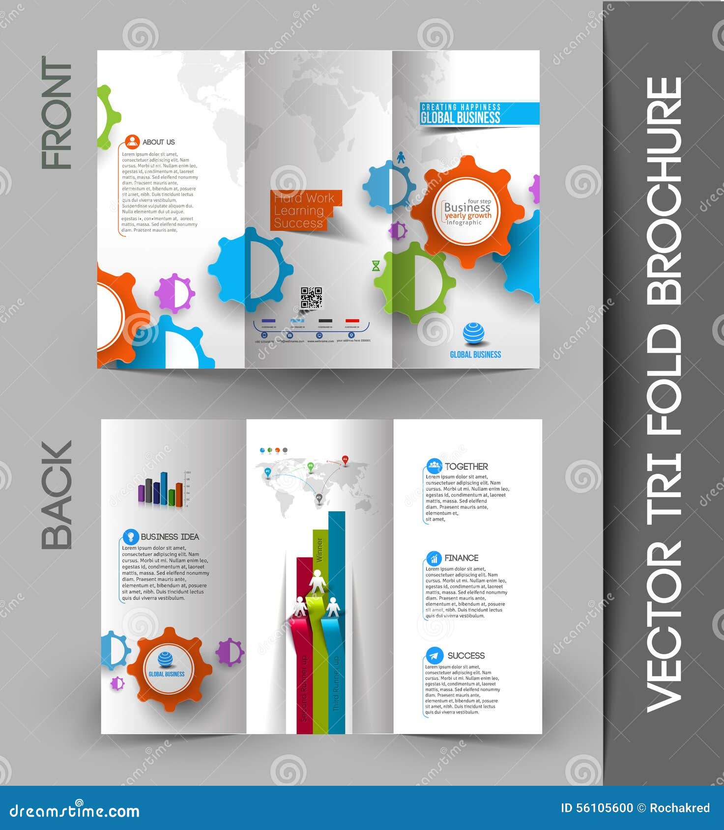 Corporate Business Tri-Fold Brochure Stock Vector - Illustration of ...