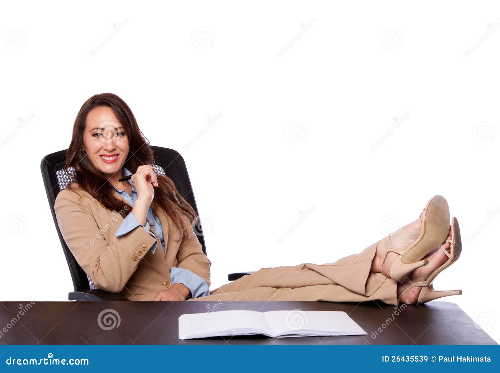 Woman Feet Up On Desk