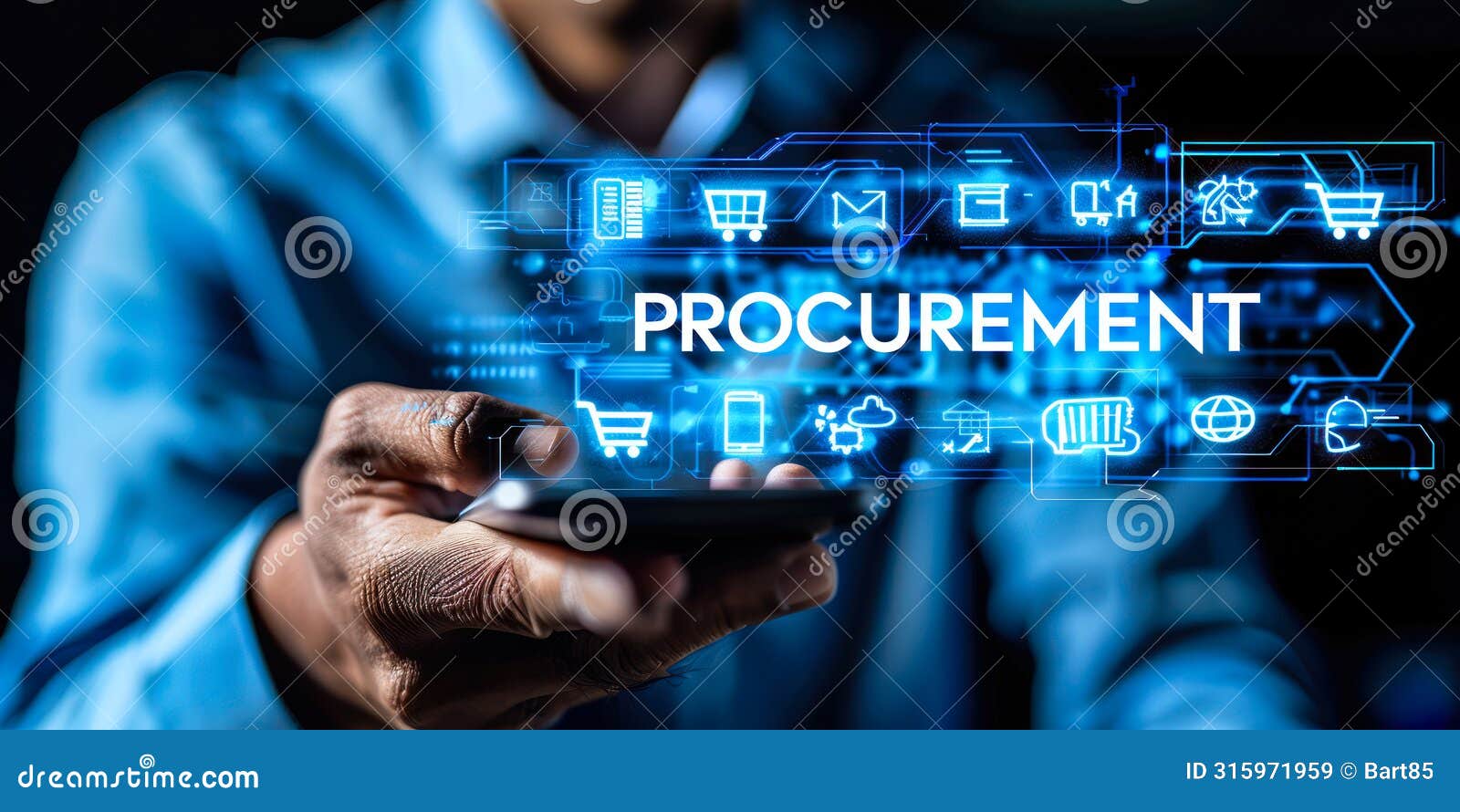 Corporate Buyer Accessing Digital Procurement Solutions and Supply Chain Management Tools on a ...
