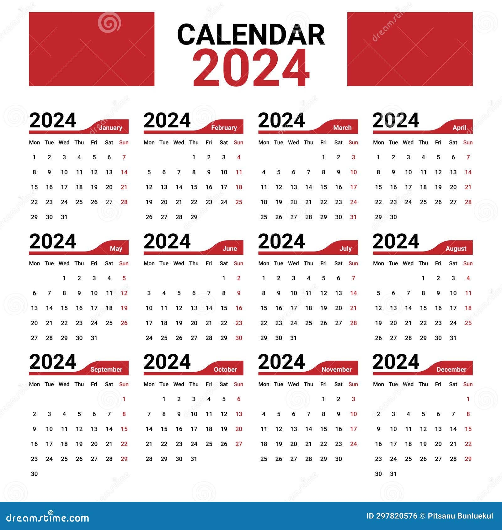 2024 Corporate Calendar Vector Template Stock Vector - Illustration of ...