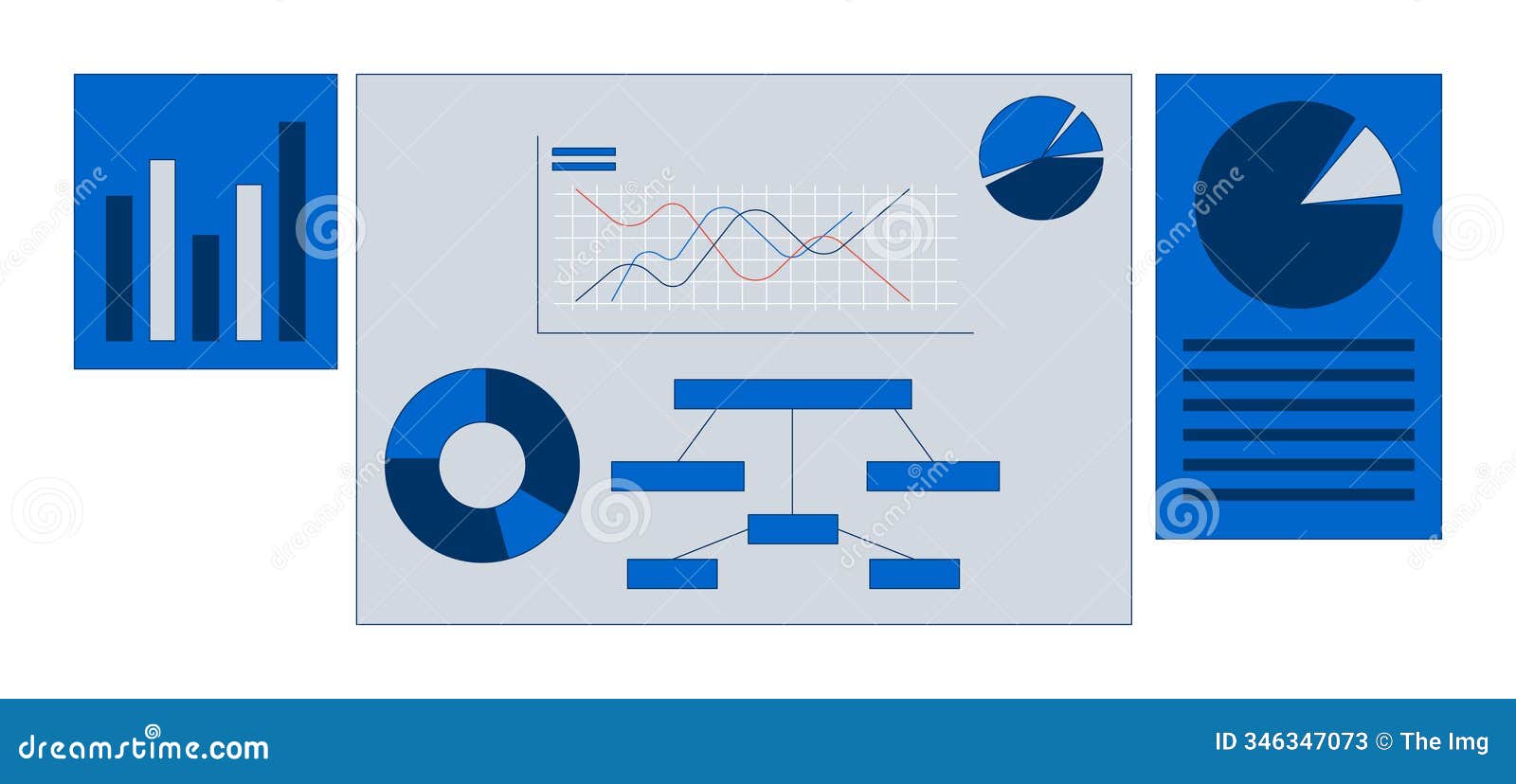 Corporate Charts Posters 2D Cartoon Objects Set Stock Illustration ...