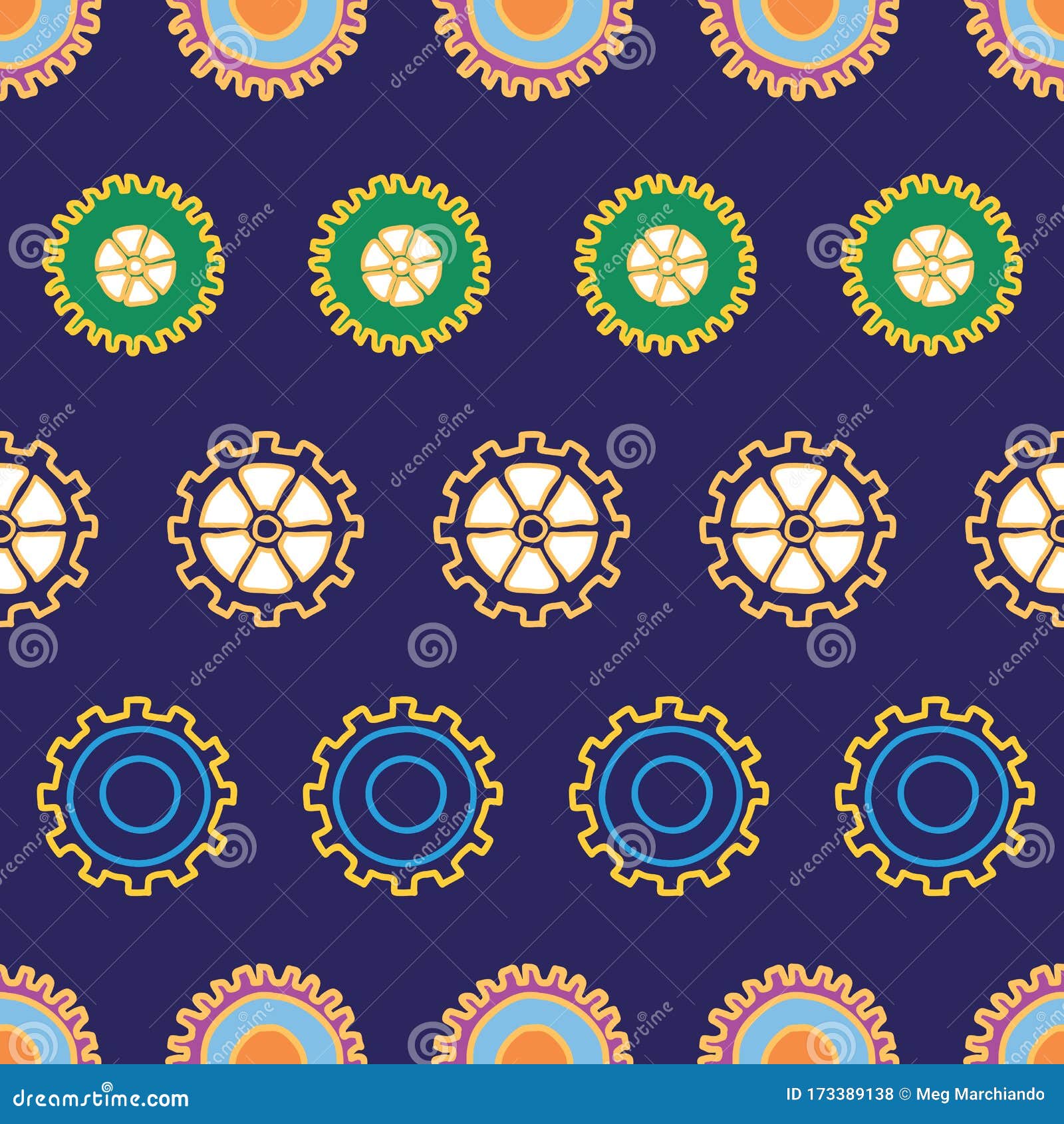 Corporate Cog, Rows of Cogs Making Stripes of Modern Cartoon Style ...