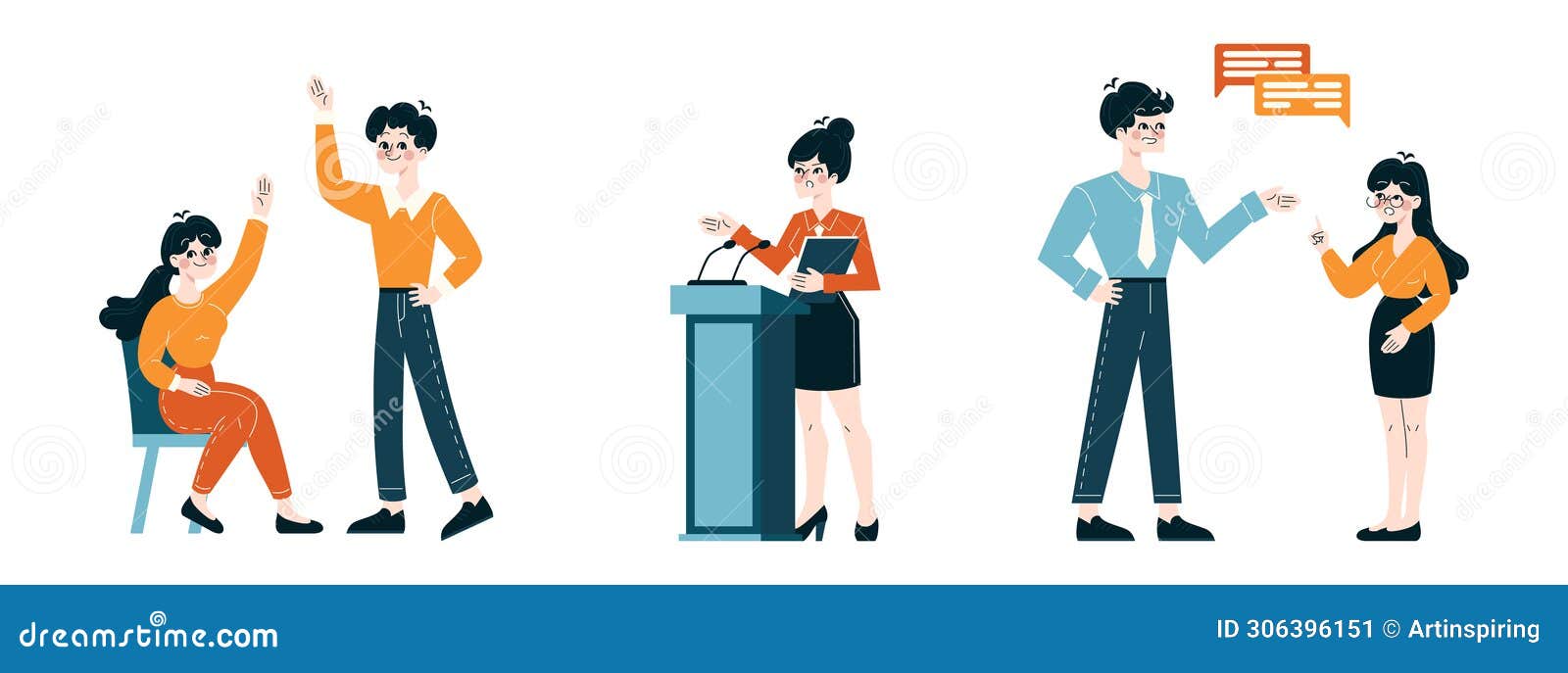 Team Interactions And Employee Communication Outline Icons Collection ...