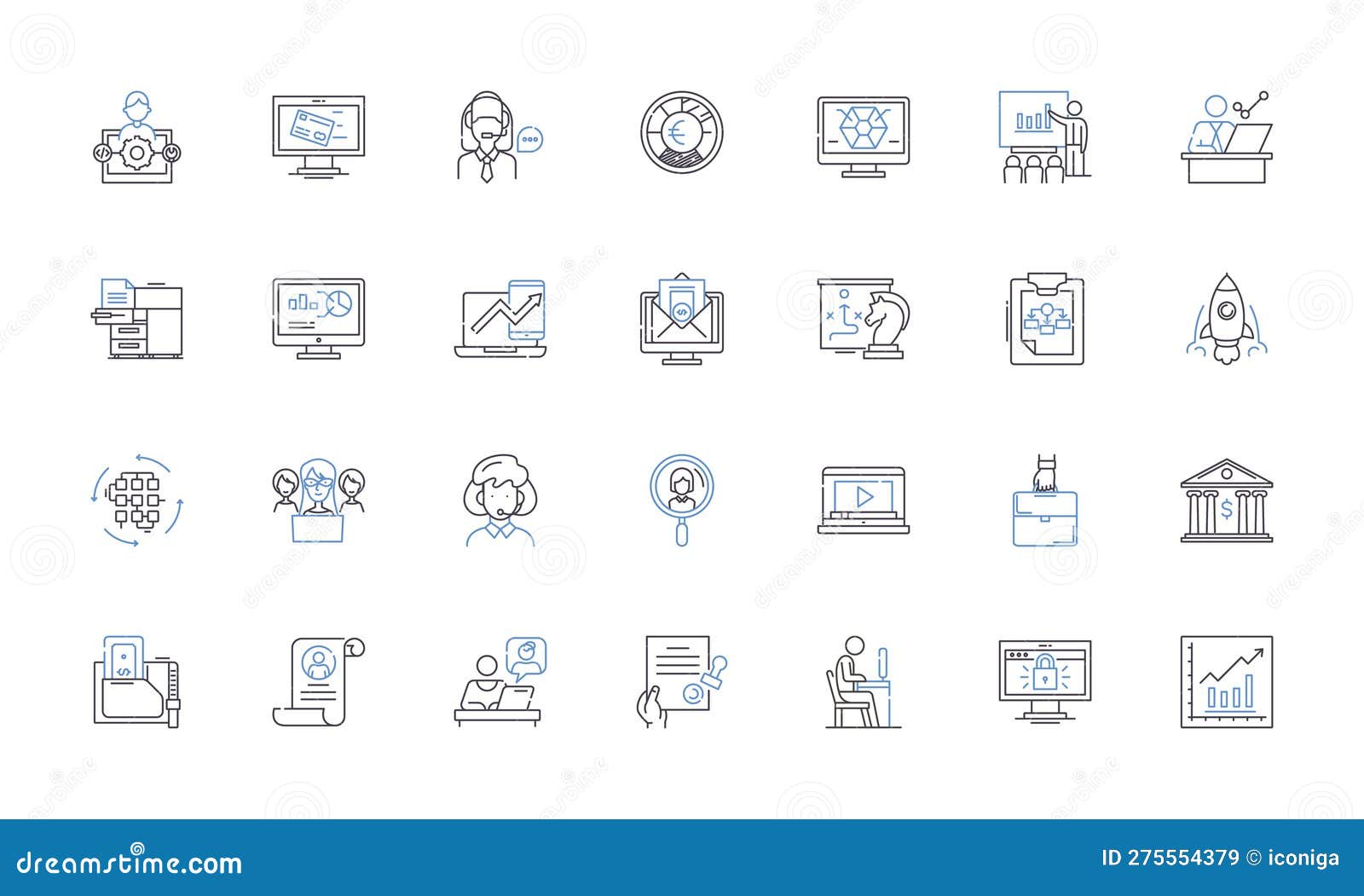 Corporate Compound Line Icons Collection. Business, Office, Complex ...