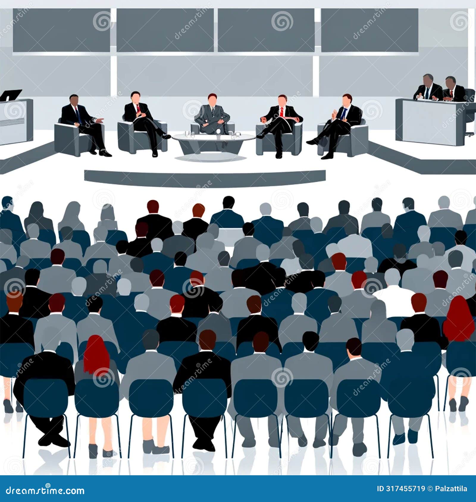 Corporate Conference Panel Discussion Stock Illustration - Illustration ...