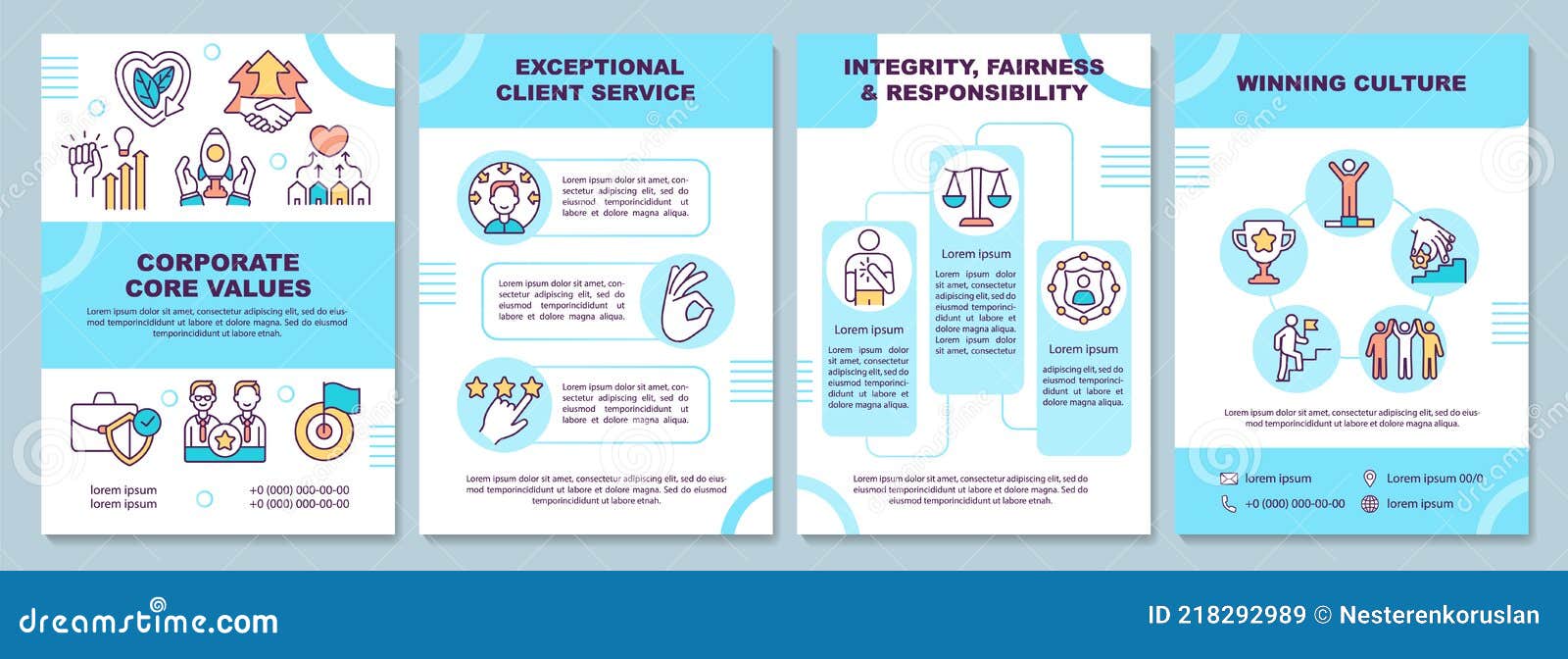 Corporate Core Values Brochure Template Stock Vector - Illustration of ...