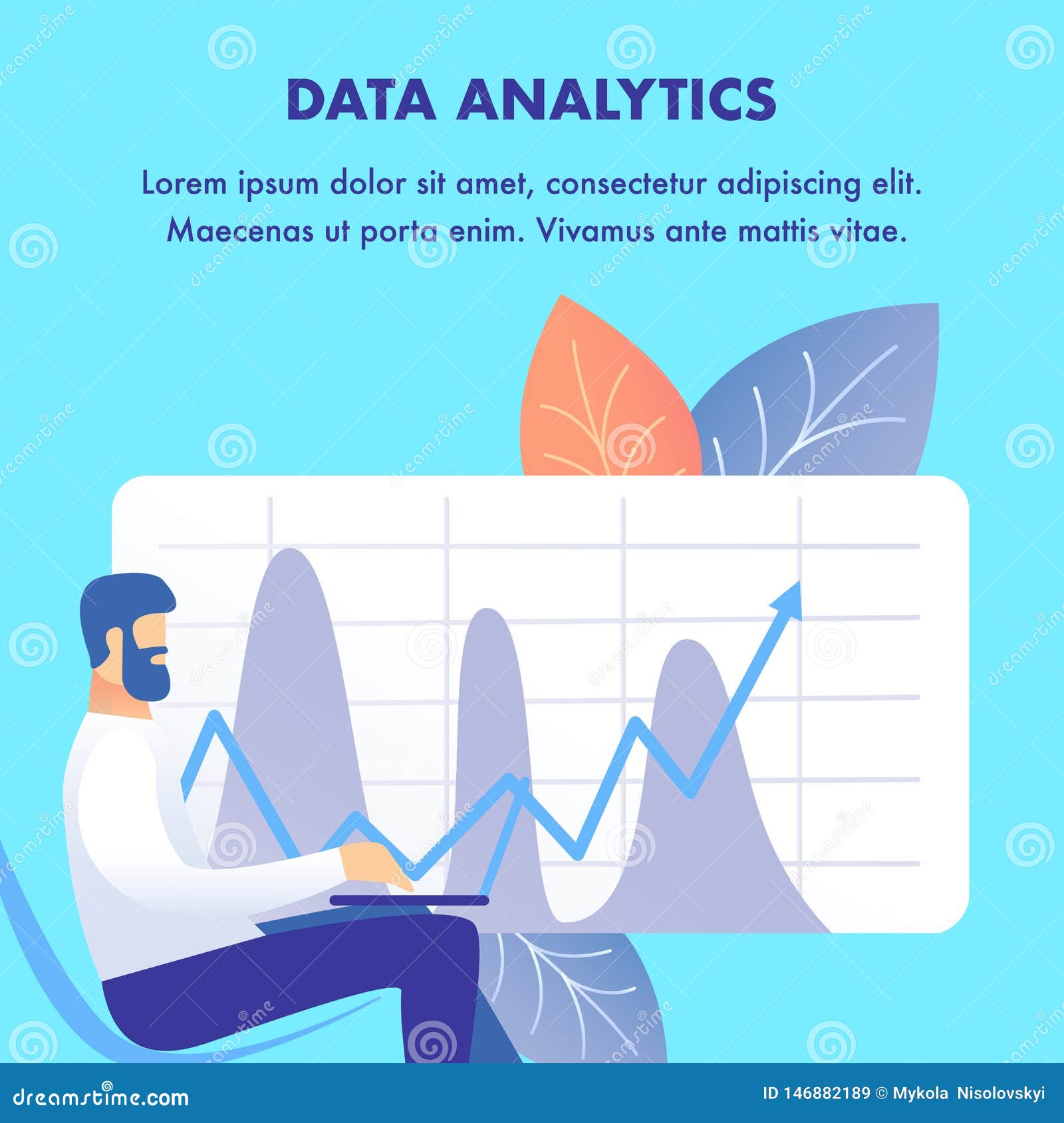 Corporate Data Analytics Flat Web Banner Template Stock Vector ...