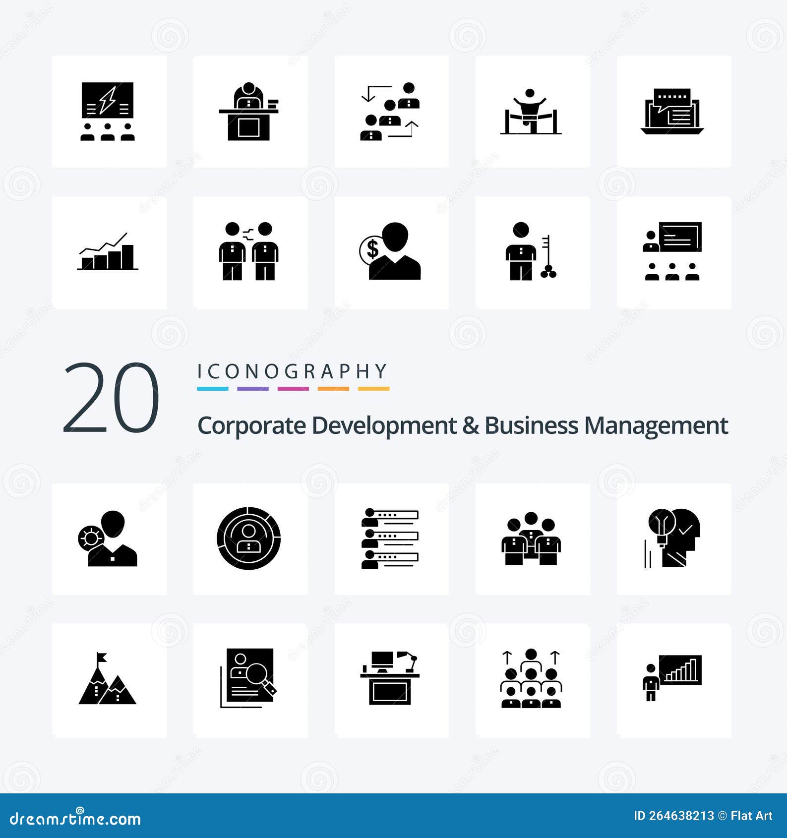 20 Corporate Development and Business Management Solid Glyph Icon Pack ...