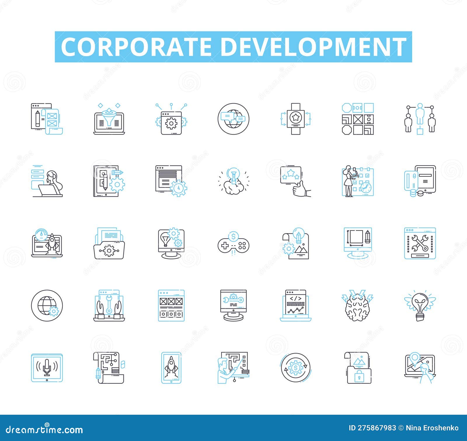 Corporate Development Linear Icons Set. Strategy, Growth, Innovation ...