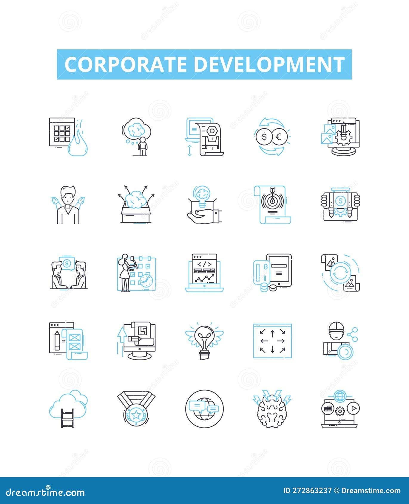 Corporate Development Vector Line Icons Set. Corporate, Development ...