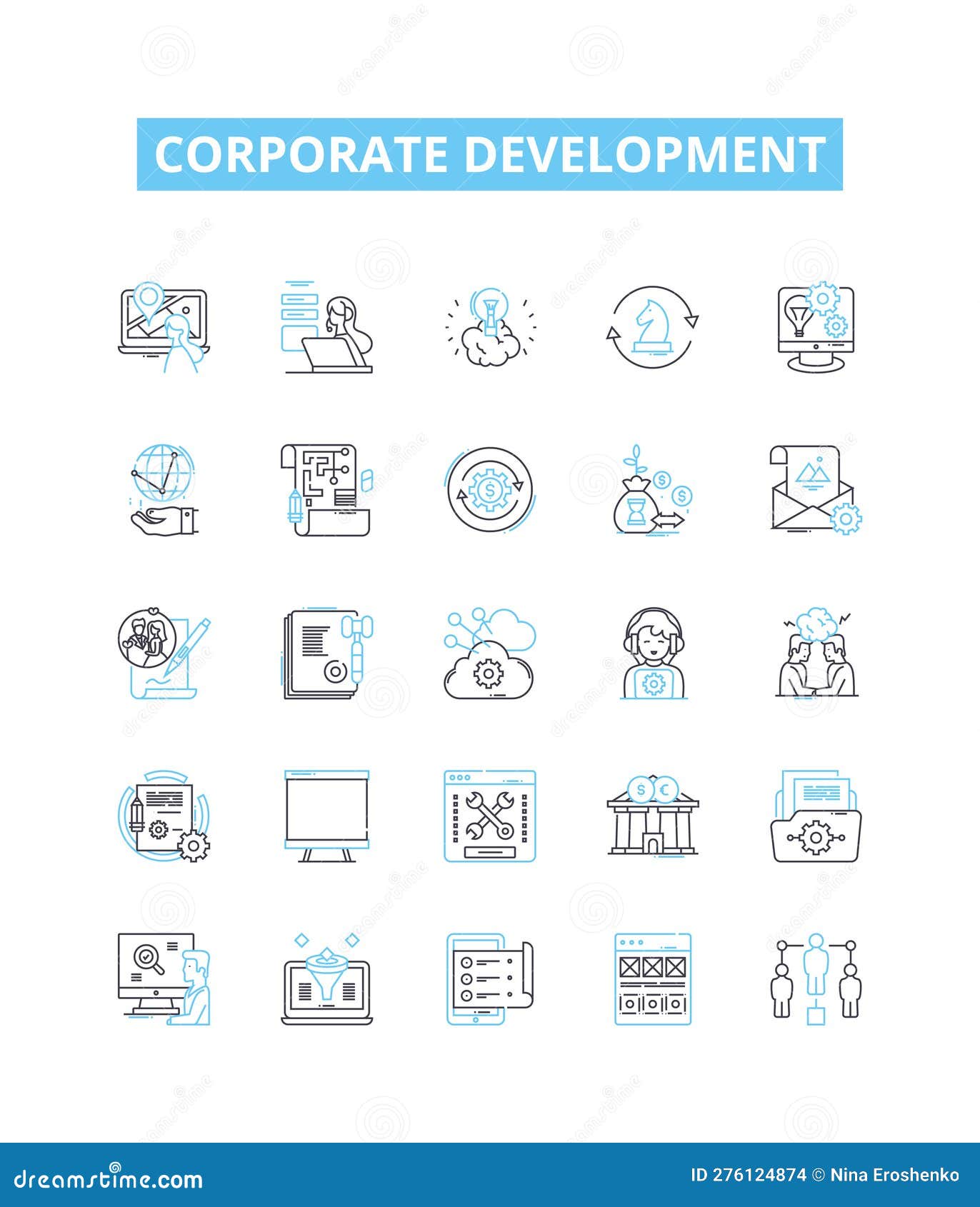 Corporate Development Vector Line Icons Set. Corporate, Development ...