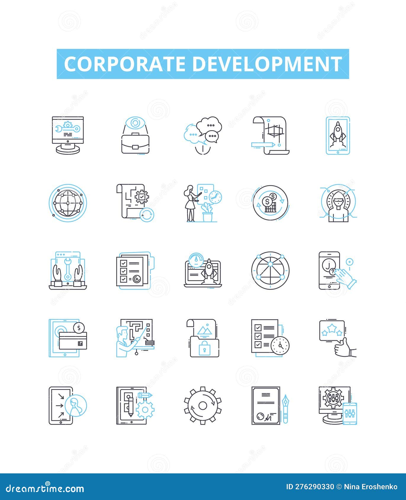 Corporate Development Vector Line Icons Set. Corporate, Development ...