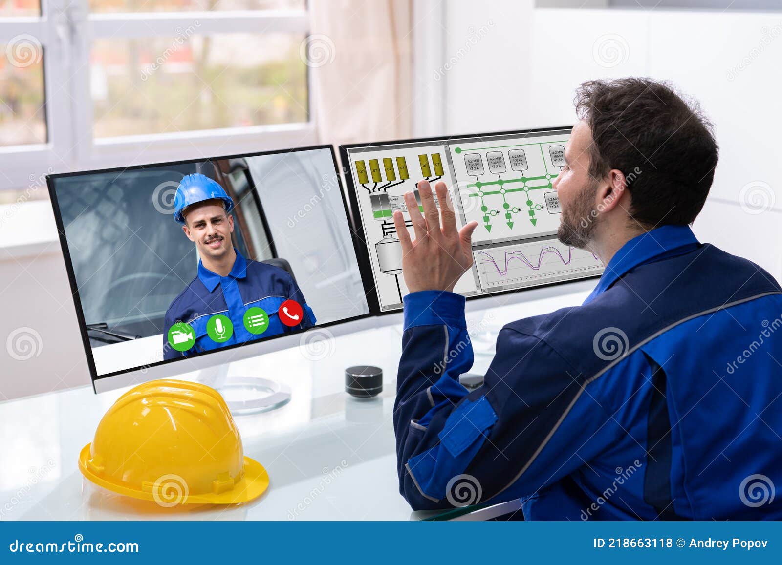 Corporate Engineer Team Video Conference Call Stock Photo - Image of ...