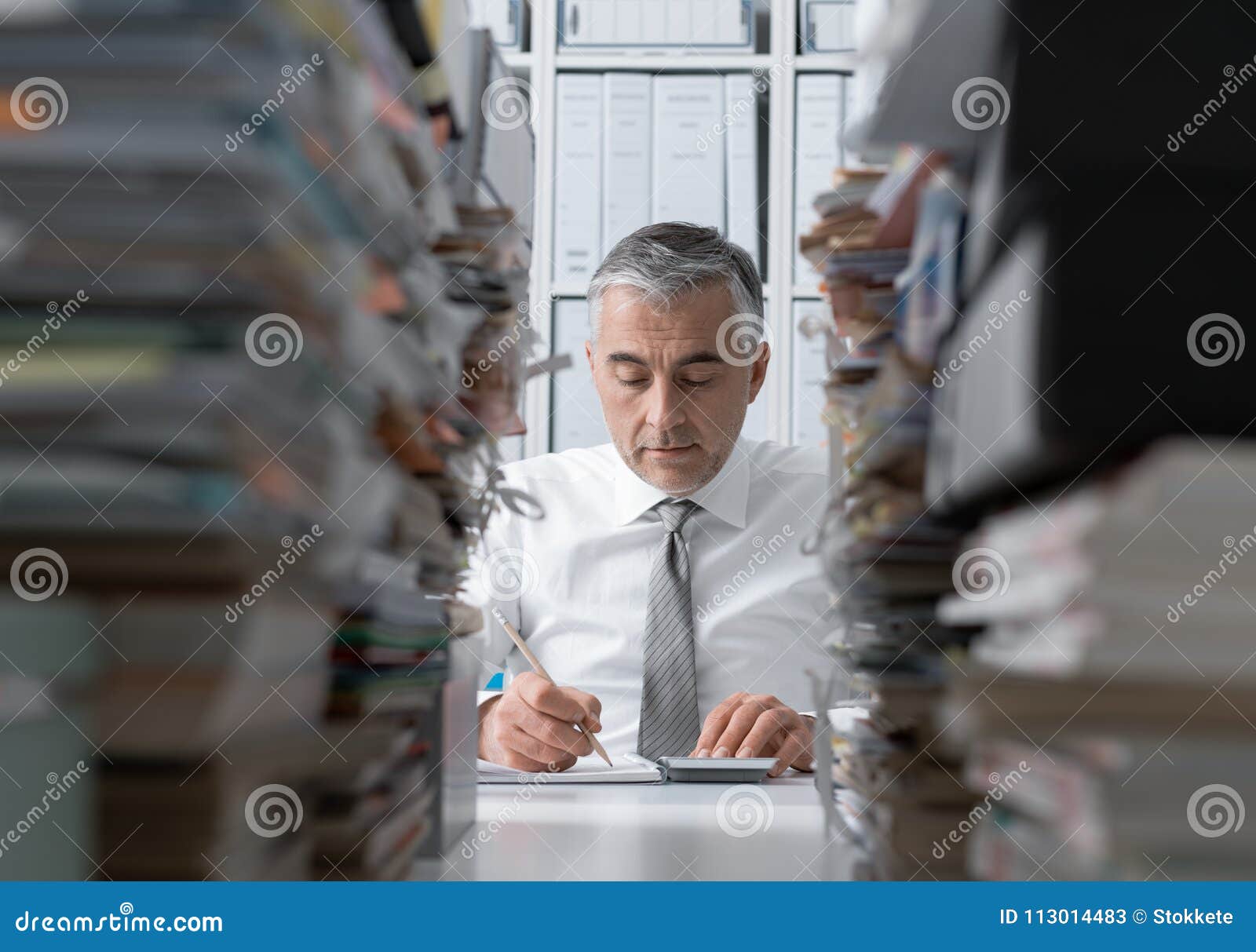 Manager Overloaded with Work Stock Image - Image of overwork, desk ...