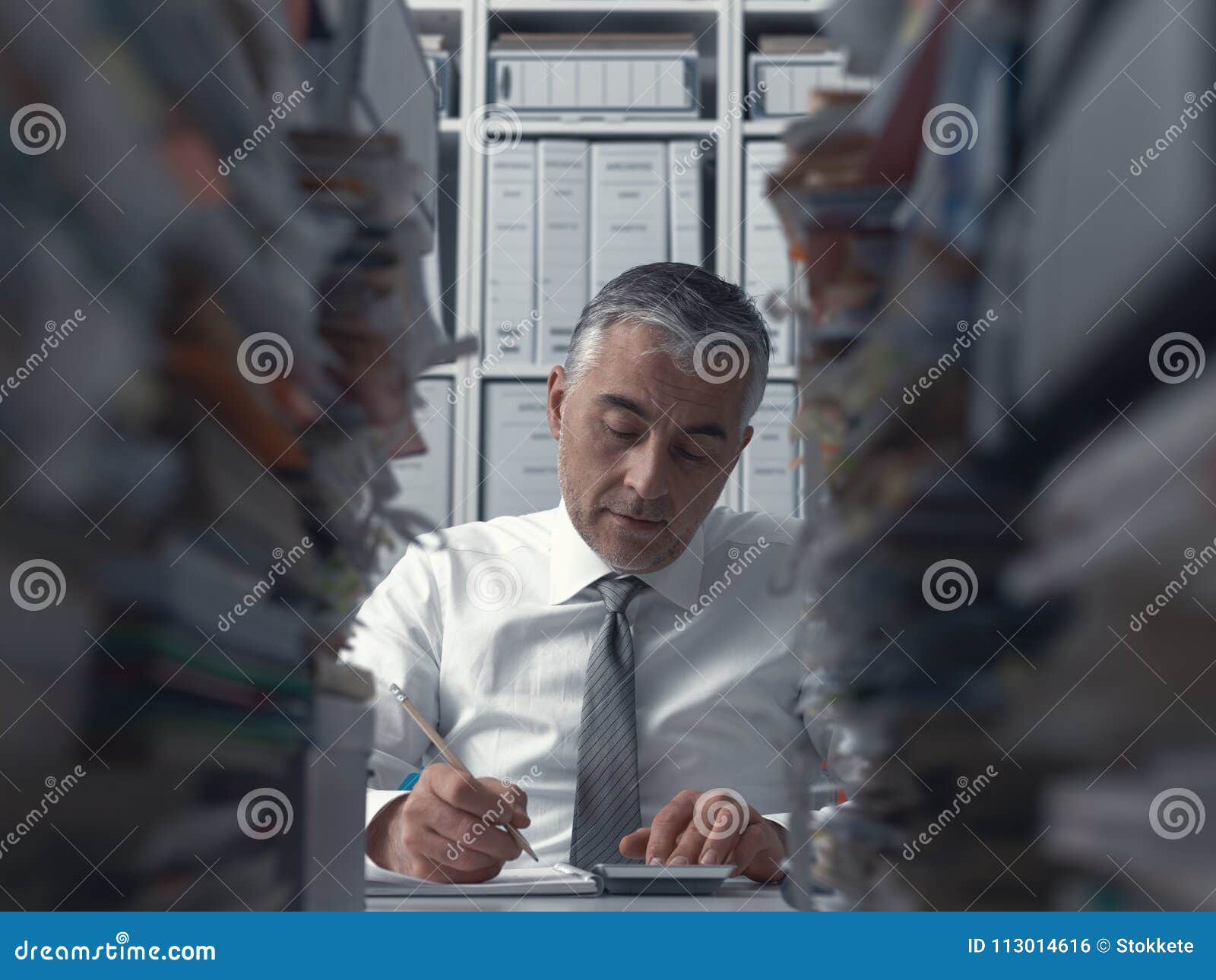 Manager Overloaded with Work Stock Photo - Image of clerk, bookkeeping ...