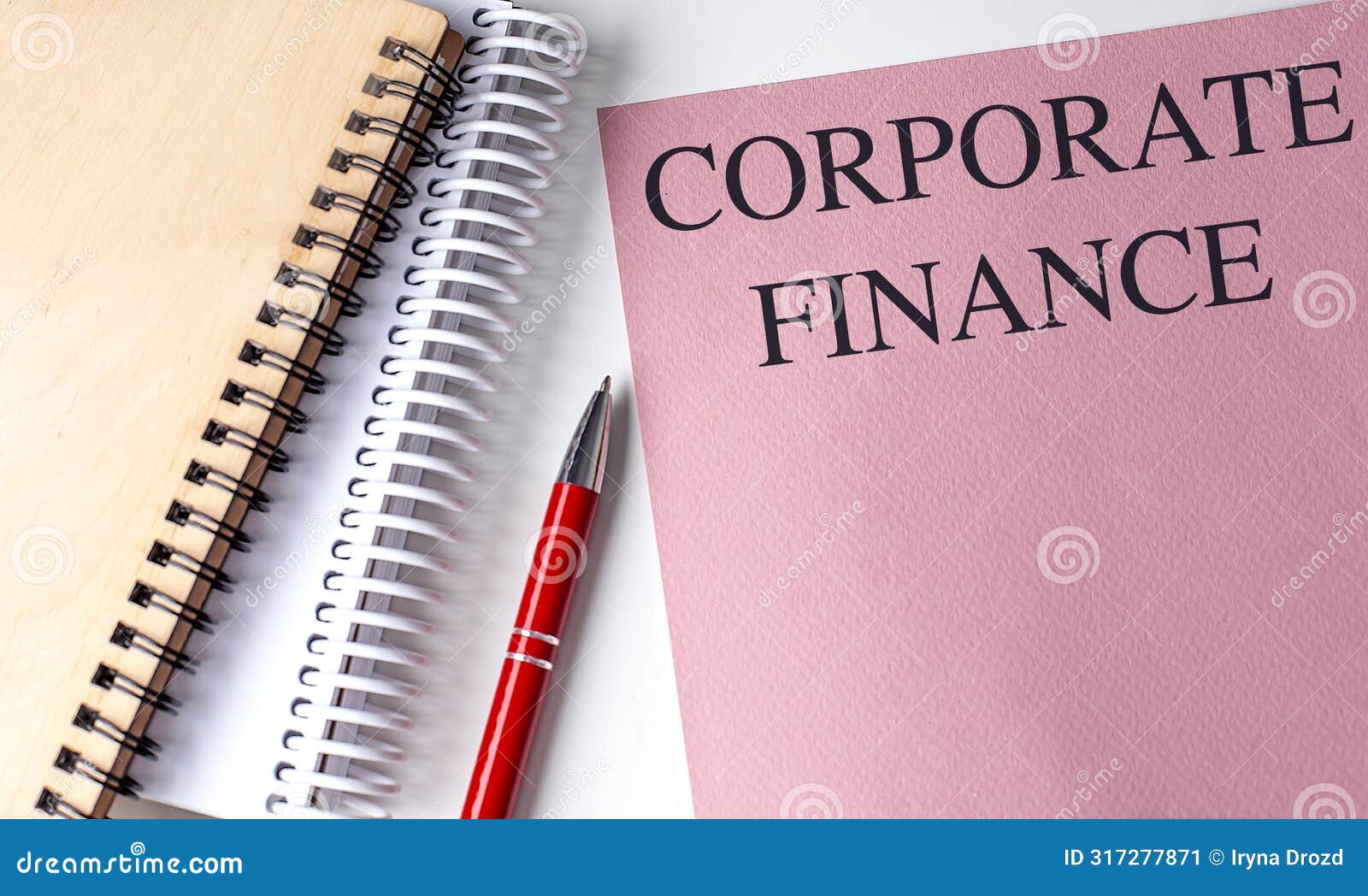 CORPORATE FINANCE Text on Pink Paper with Notebooks Stock Image - Image ...
