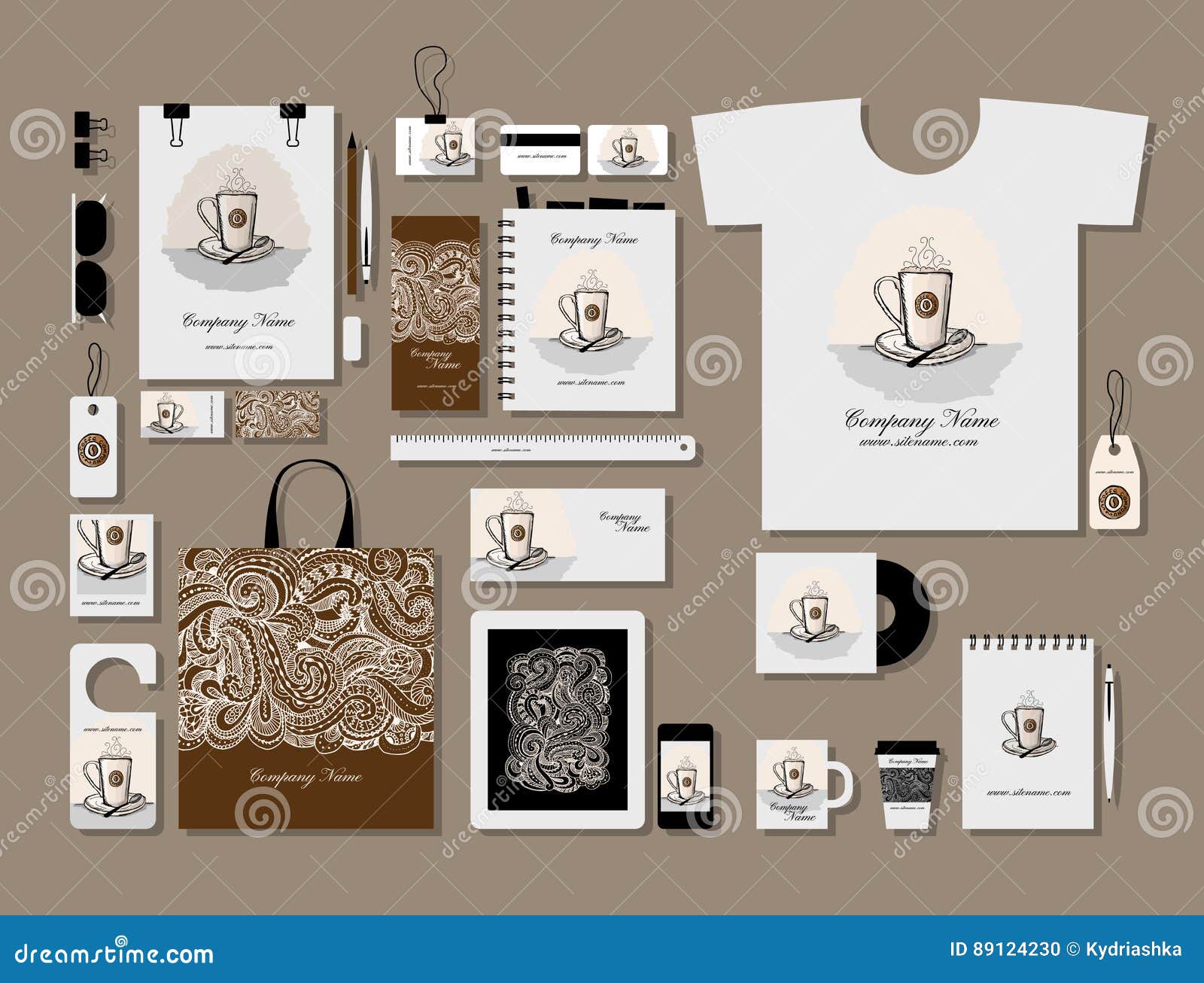 Corporate Flat Mock-up Template, Coffee Cup Design Stock Vector ...