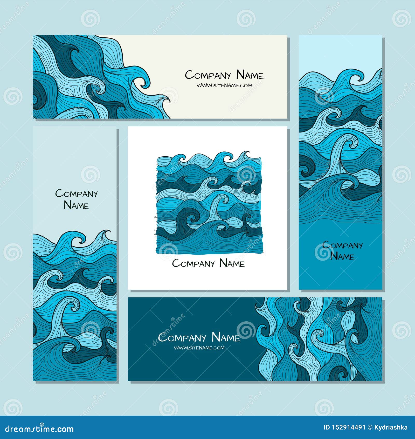 Corporate Flat Mock-up Template. Sea Waves Design Stock Vector ...