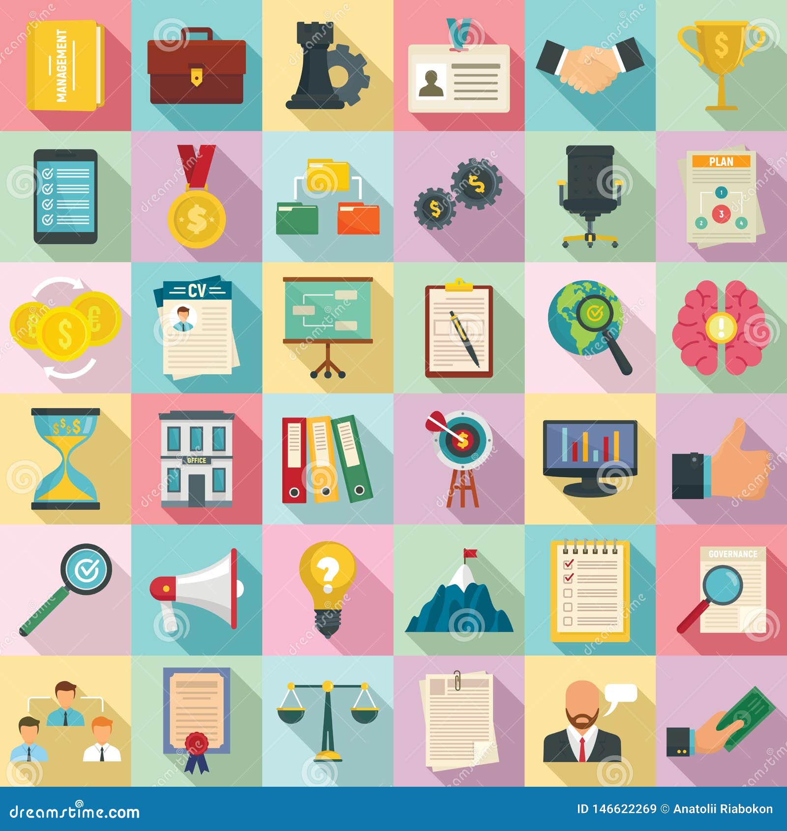 Corporate Governance Icons Set, Flat Style Stock Vector - Illustration ...