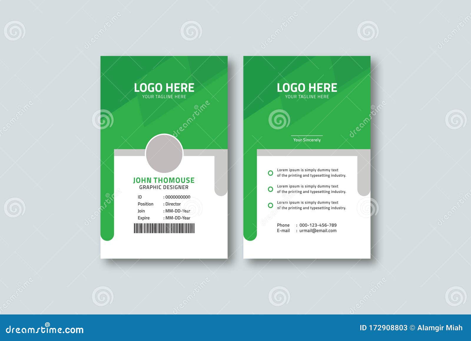 Corporate Green Id Card Design Stock Vector - Illustration of ...