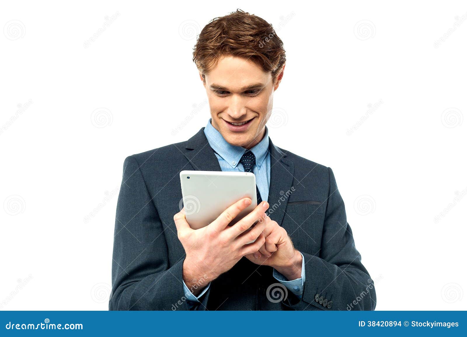 Corporate Guy Browsing on His Tablet Pc Stock Photo - Image of ...