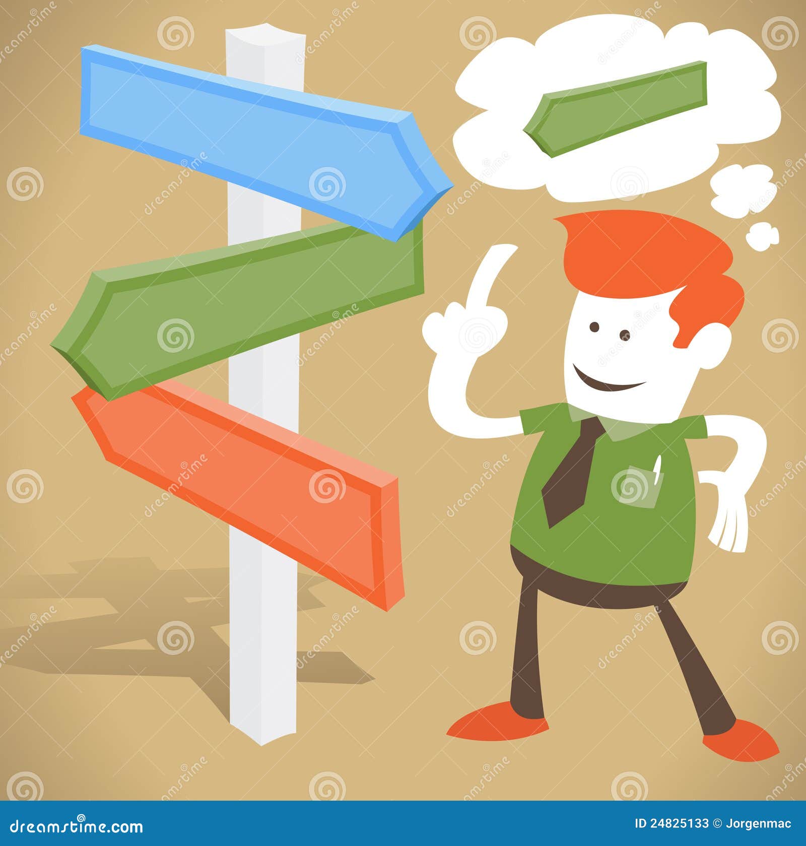 Corporate Guy Finds the Right Direction Stock Vector - Illustration of ...