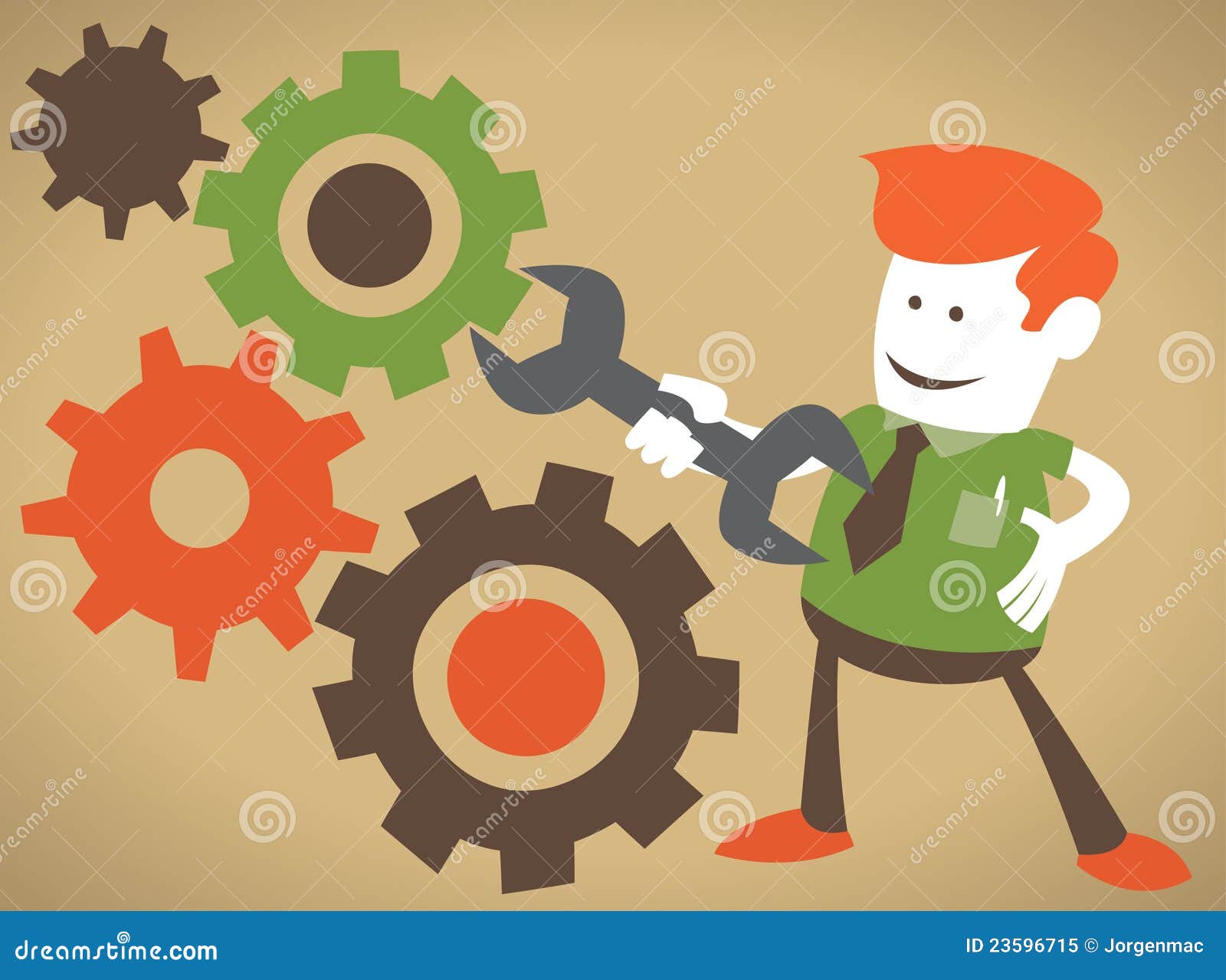 Corporate Guy Fixes the Machine Stock Vector - Illustration of cartoon ...