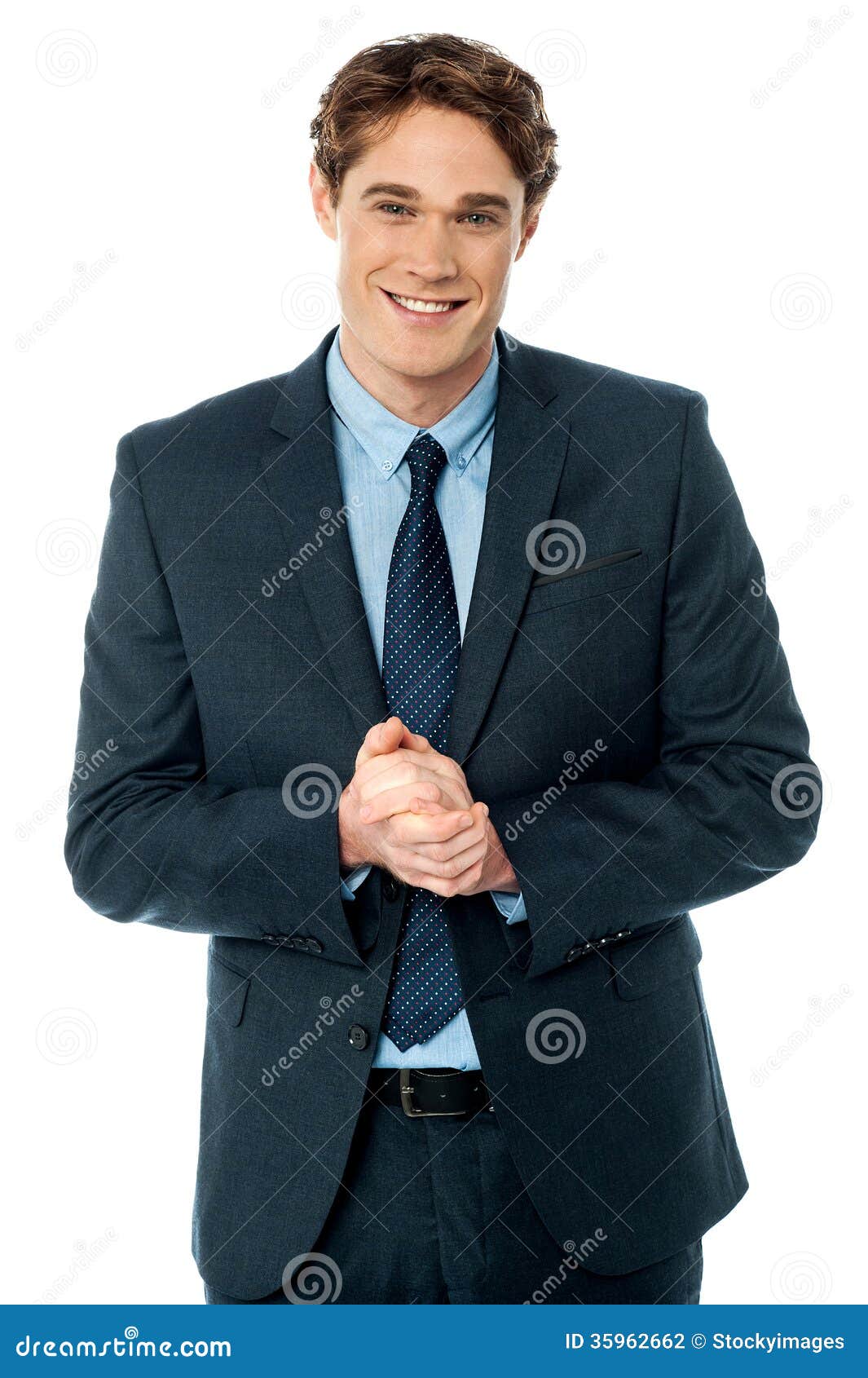 Corporate Guy Posing with Clasped Hands Stock Photo - Image of manager ...