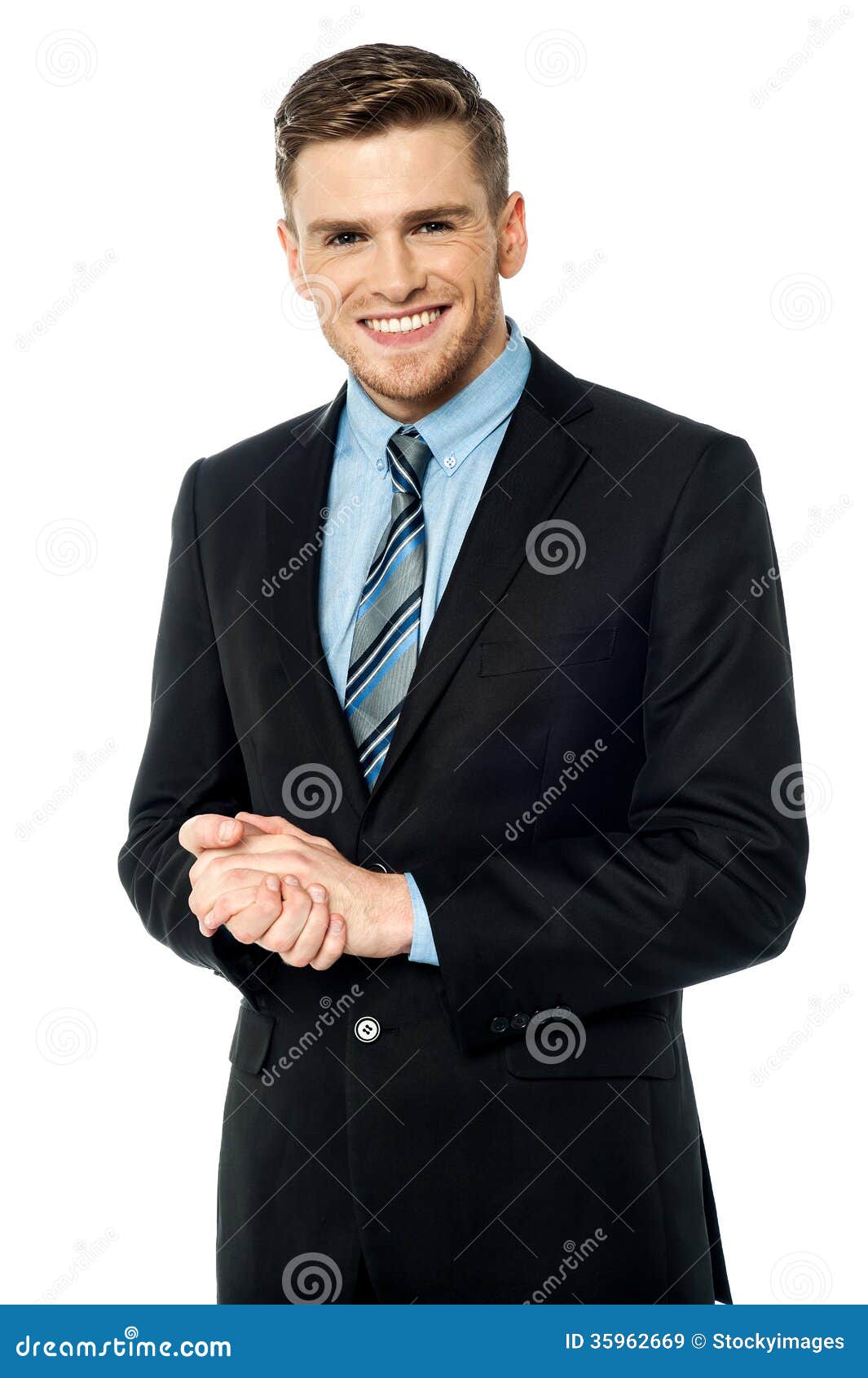 Corporate Guy Posing with Clasped Hands Stock Image - Image of ...