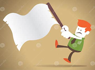 Corporate Guy Waves the White Flag of Surrender Stock Illustration ...