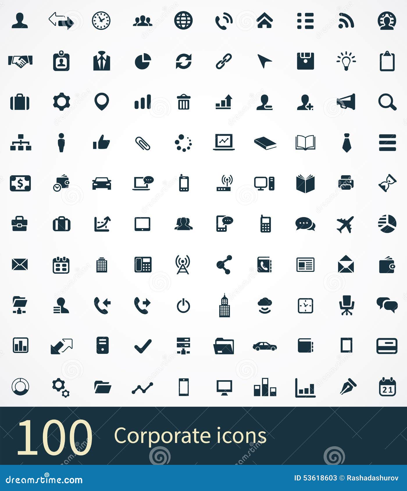 100 corporate icons stock vector. Illustration of team - 53618603