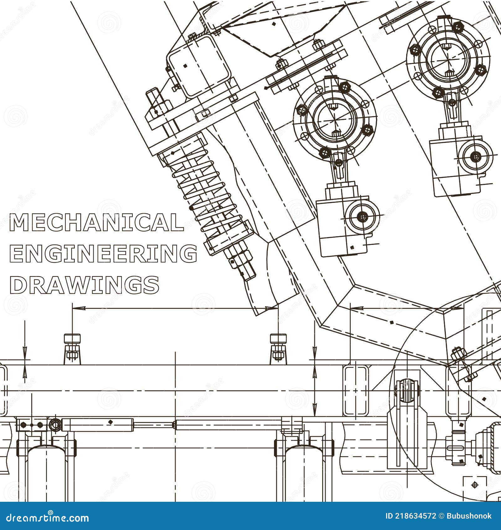 Backgrounds of Engineering Subjects. Technical Illustration. Mechanical ...