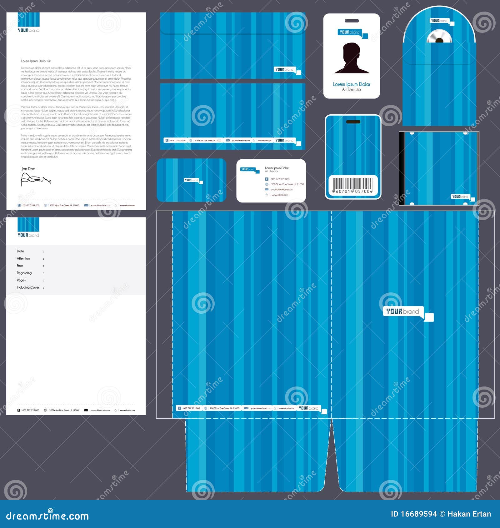 Corporate Identity Pack | Blue Stock Vector - Illustration of headed ...