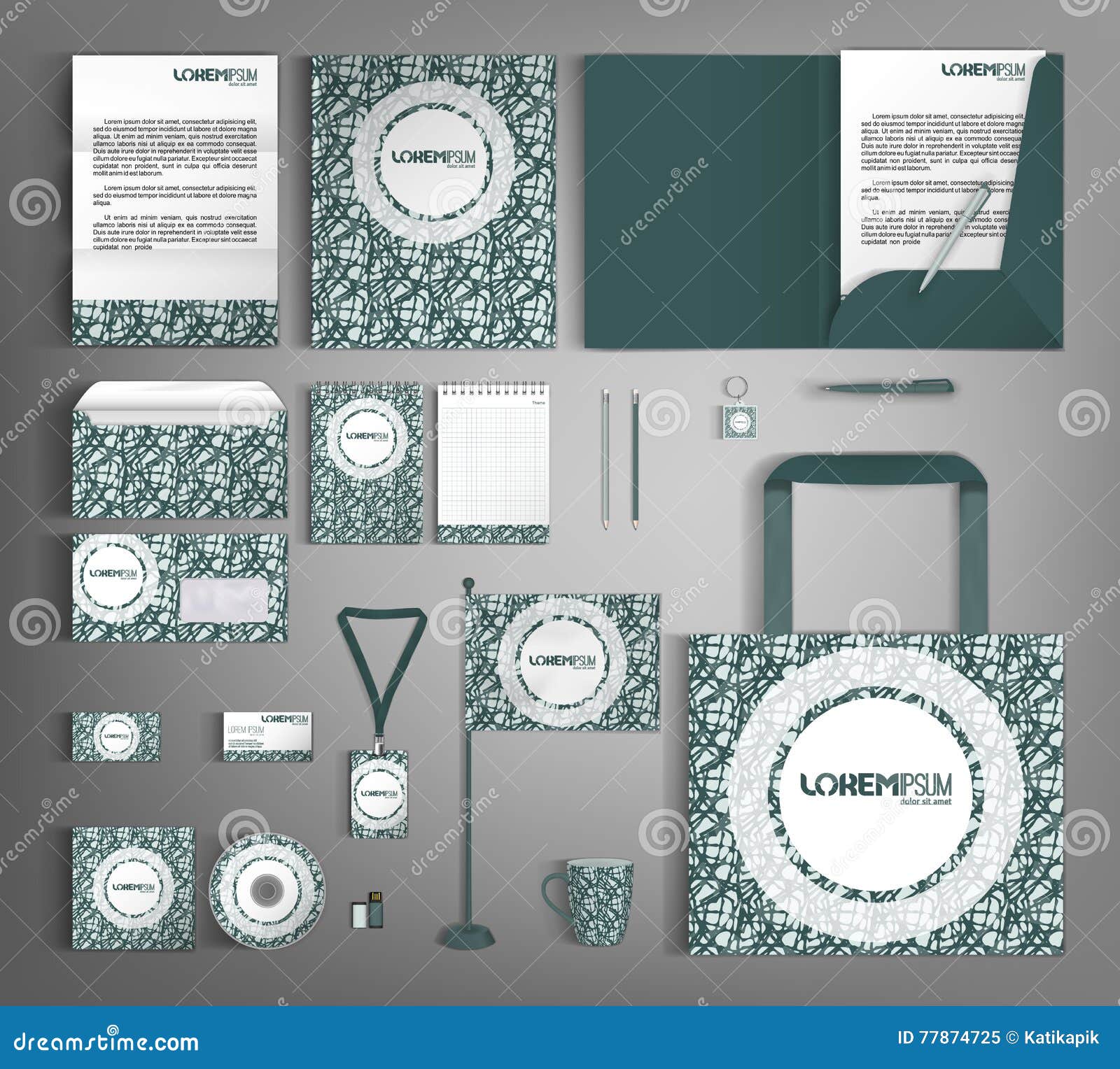 Corporate Identity. Set with Green Abstract Pattern. Stock Vector ...