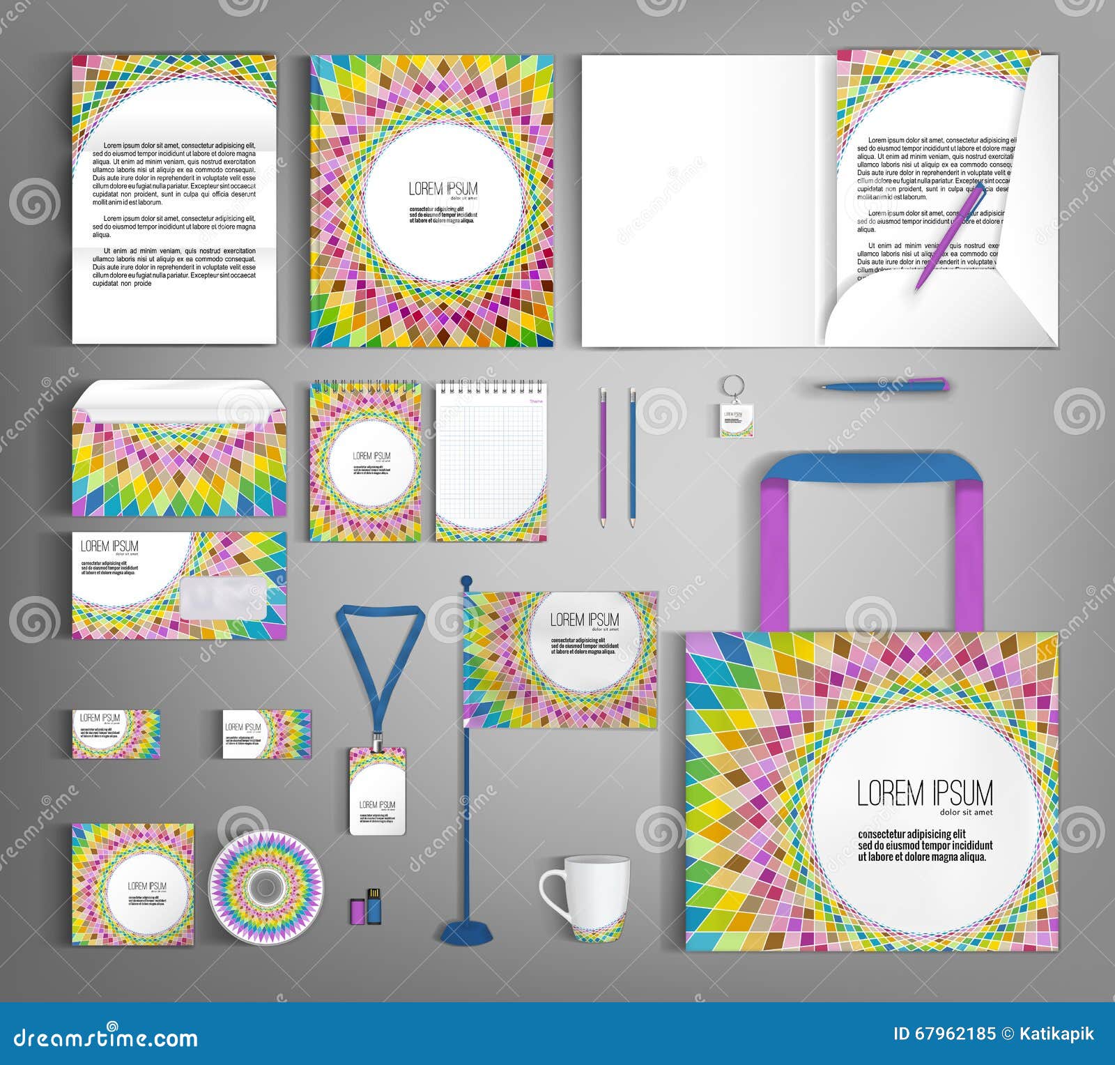 Corporate Identity Set with Mosaic Pattern. Stock Vector - Illustration ...