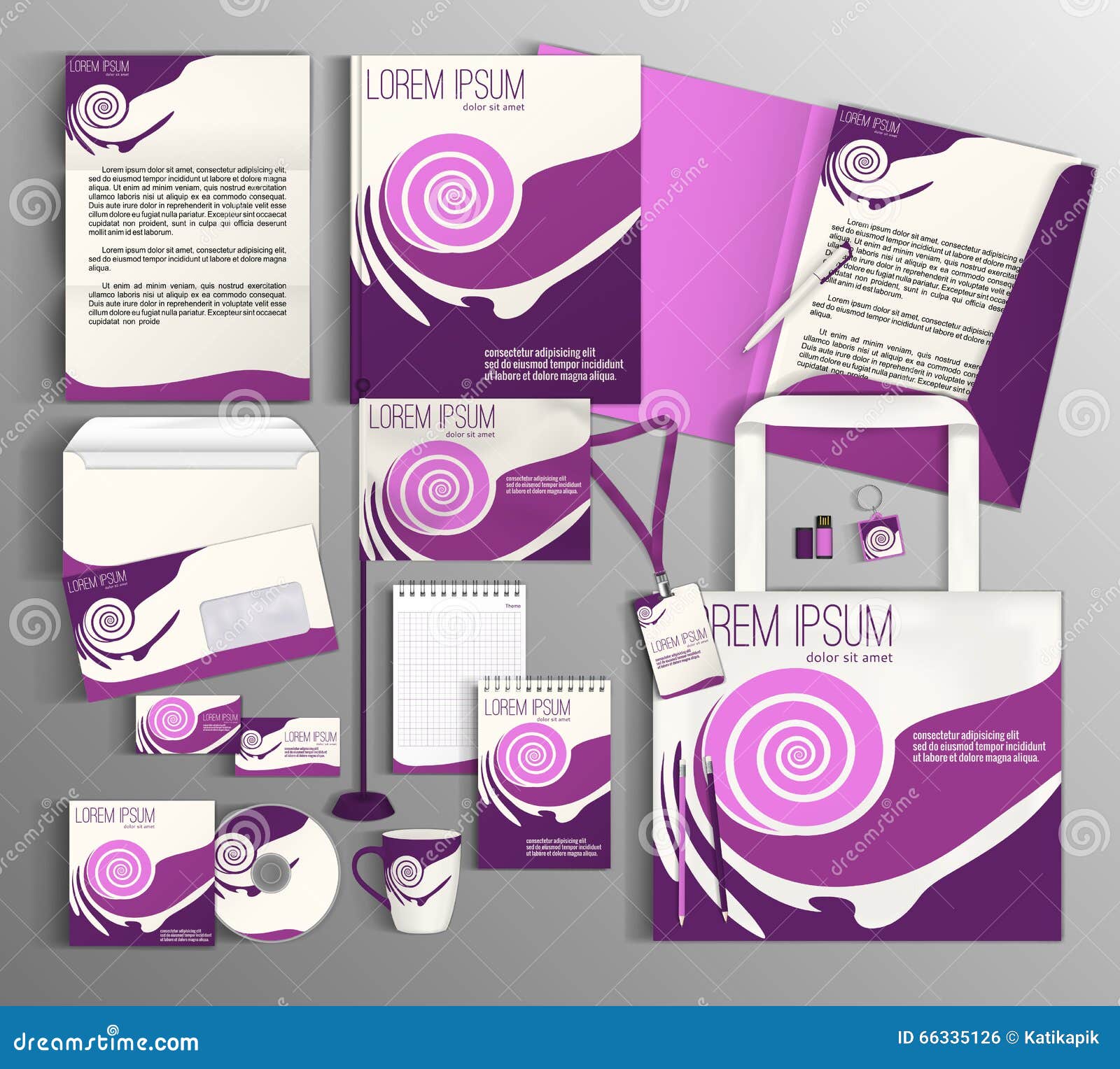 Corporate Identity Set with Violet Pink Pattern. Stock Vector ...