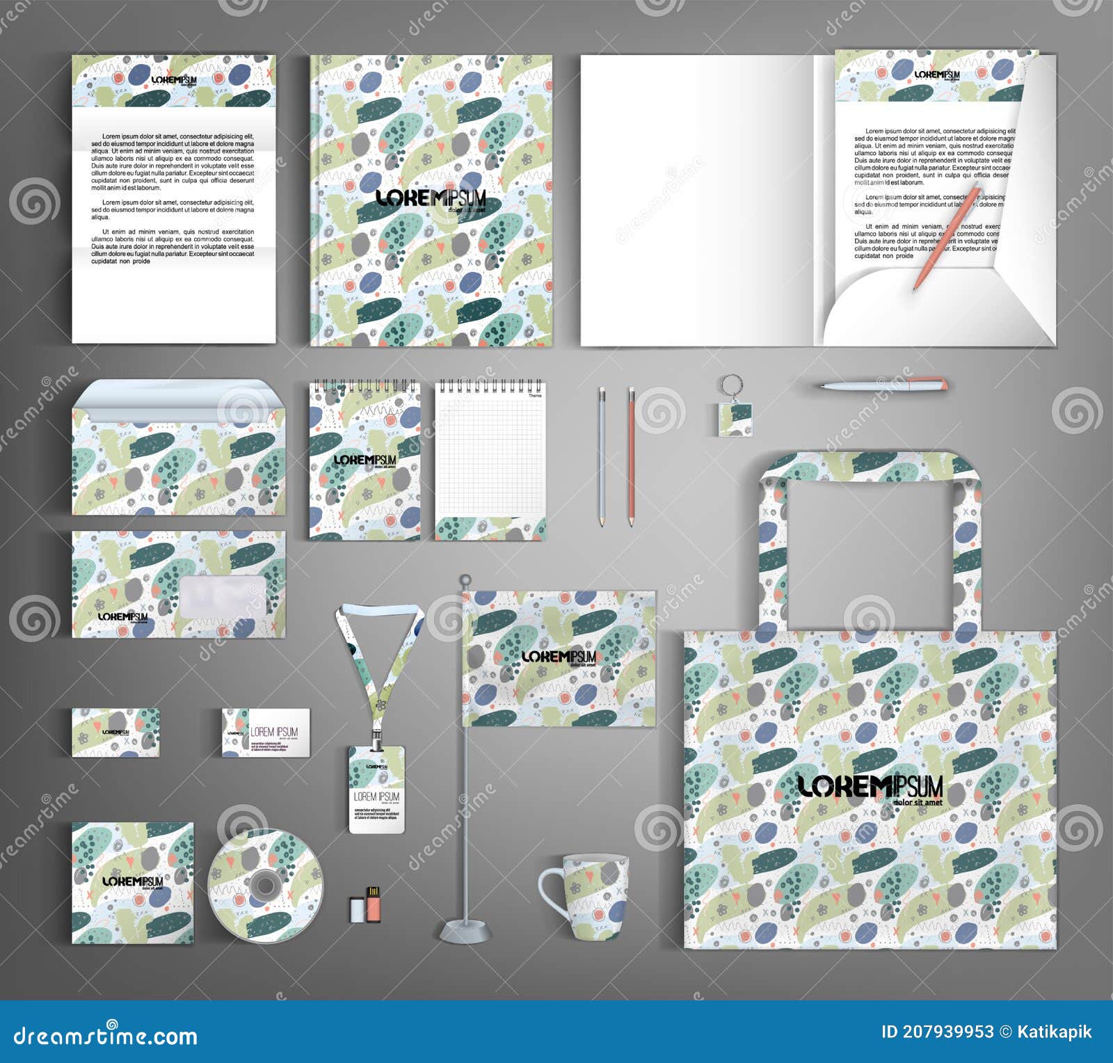 Corporate Identity Template with a Pattern of Trendy Geometric Shapes ...
